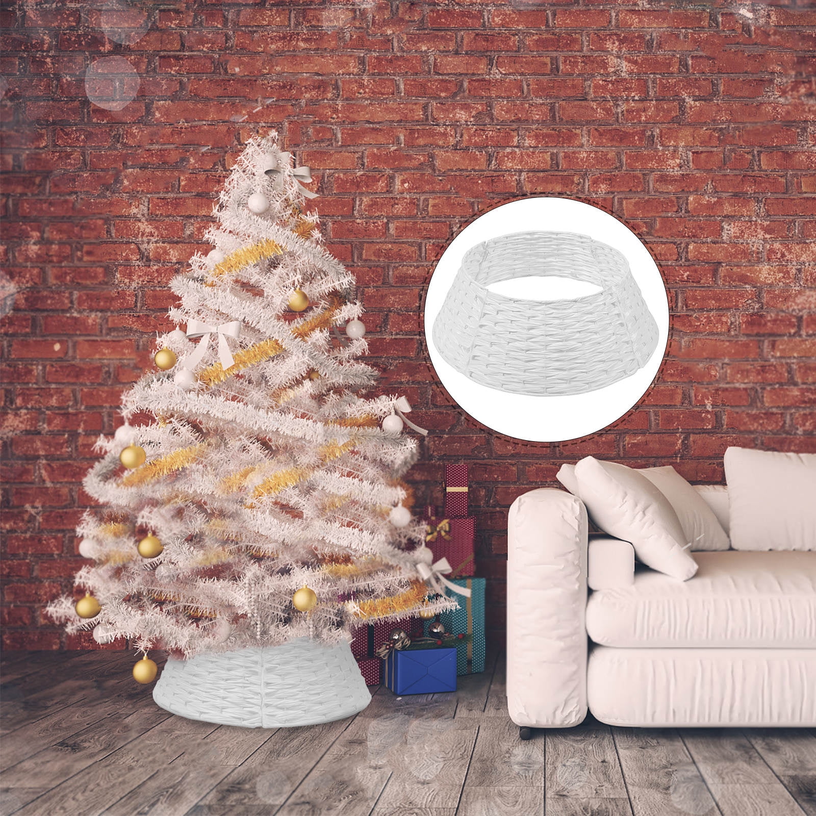 HAMPPLIES Christmas Tree Collar in White Plastic for Christmas Tree ...