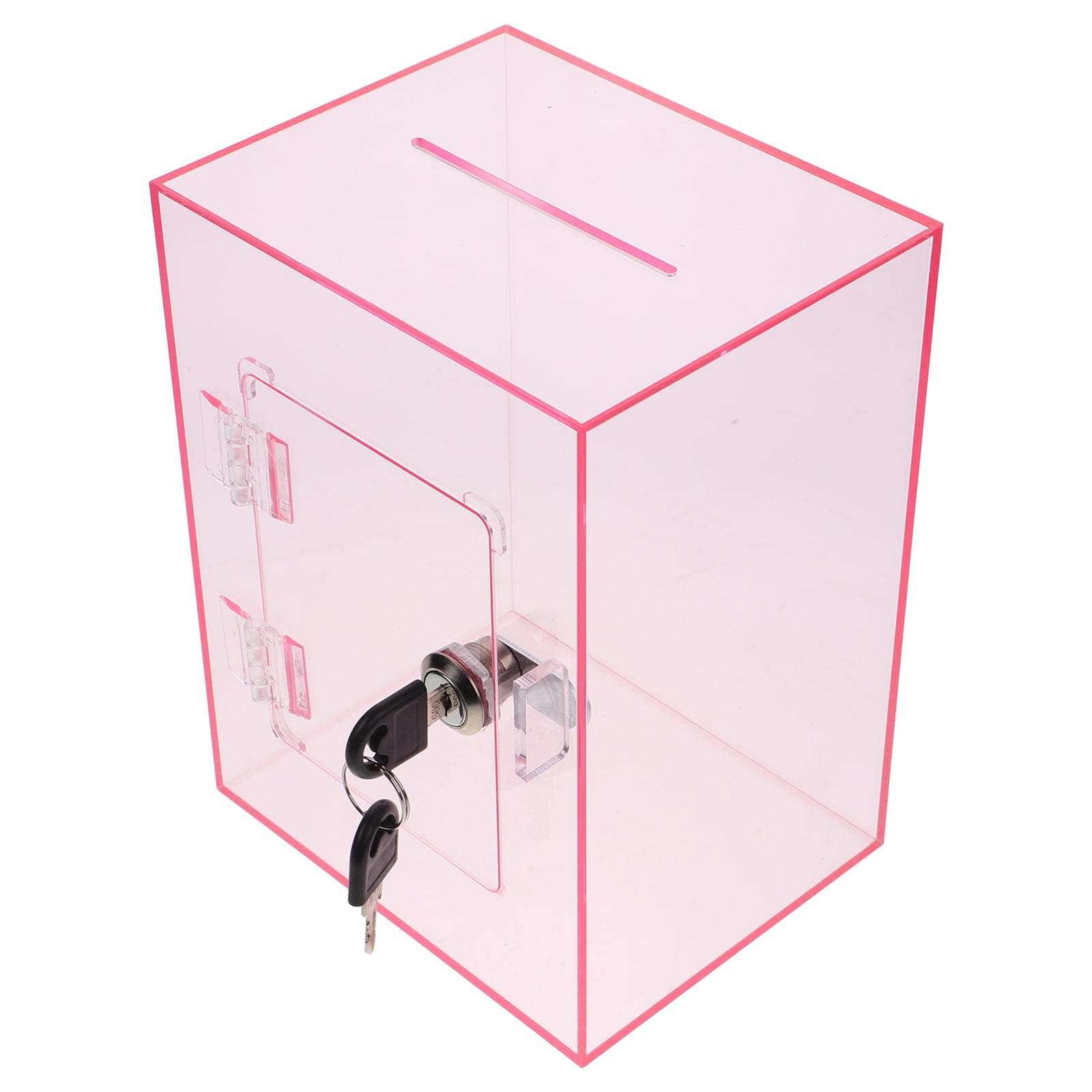 HAMPPLIES Clear Donation Box with Lockable Simple Design for Business ...
