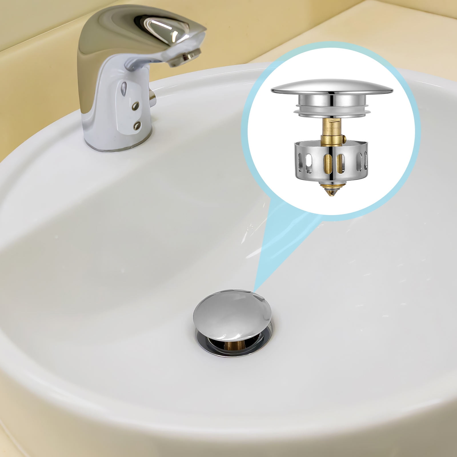 HAMPPLIES Copper Sealing Stopper 7.00X7.00X7.00CM Silver Bathtub Drain ...