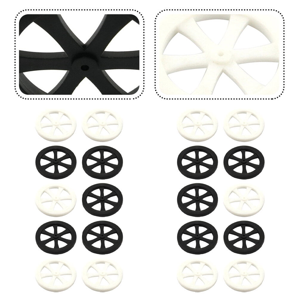 HAMPPLIES DIY Wheels 20Pcs for Toy Cars Round White Plastic Good ...