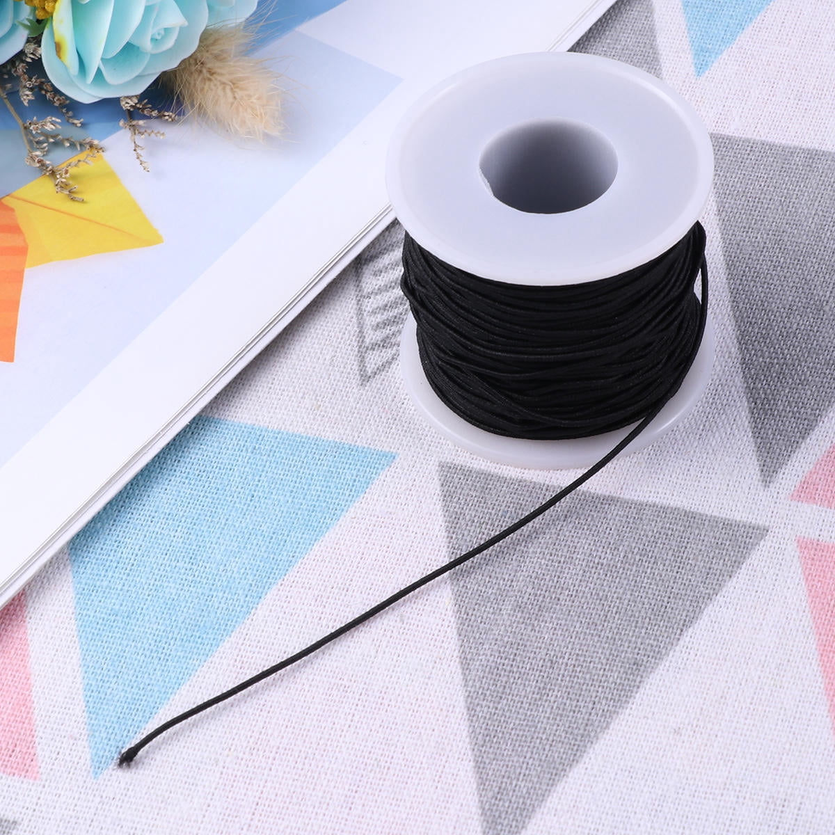 HAMPPLIES Elastic Rope For Jewelry Making 1 Roll Black Plastic Stretch ...