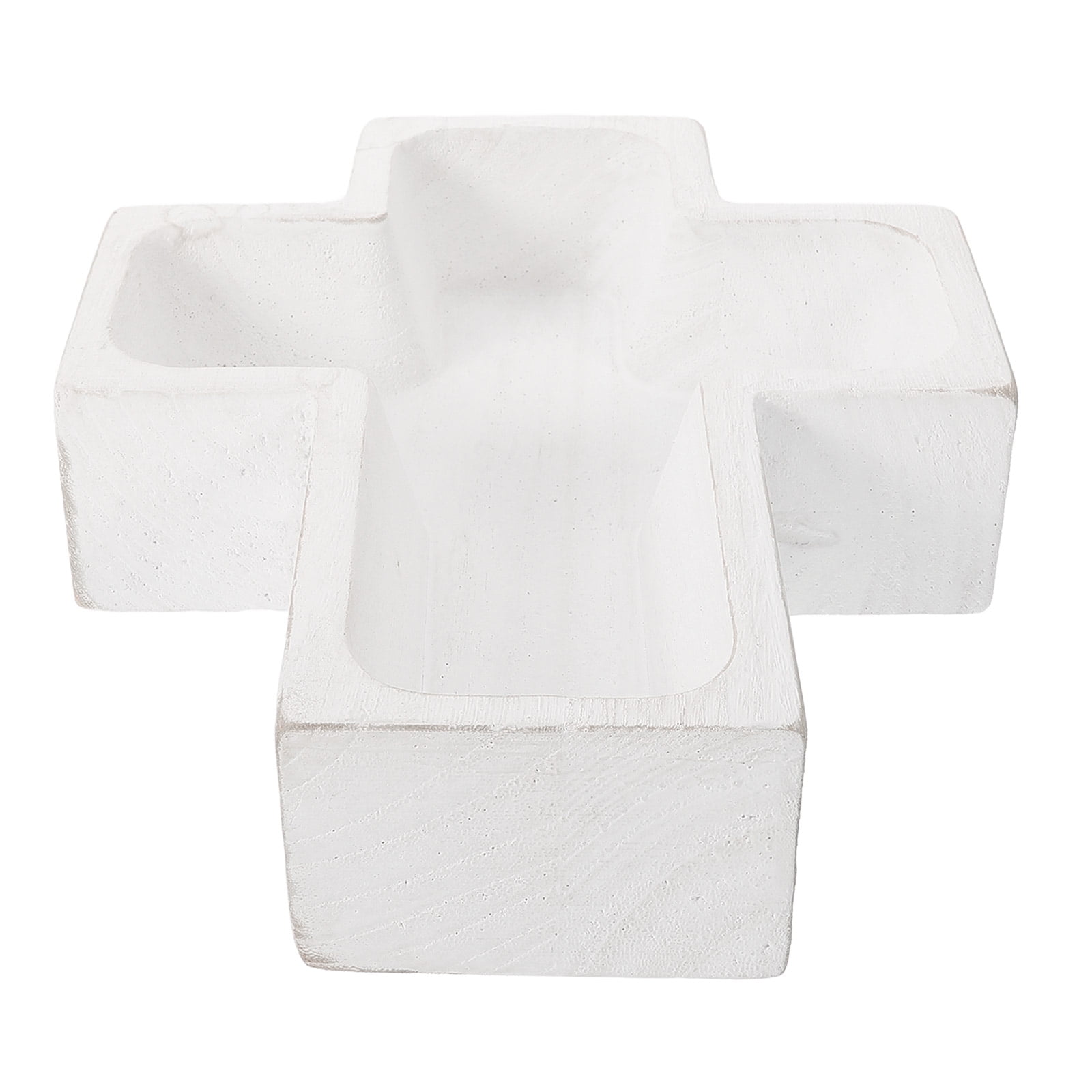 HAMPPLIES Elegant White Wood Fruit Serving Tray with Cross Shape 8.7X7 ...