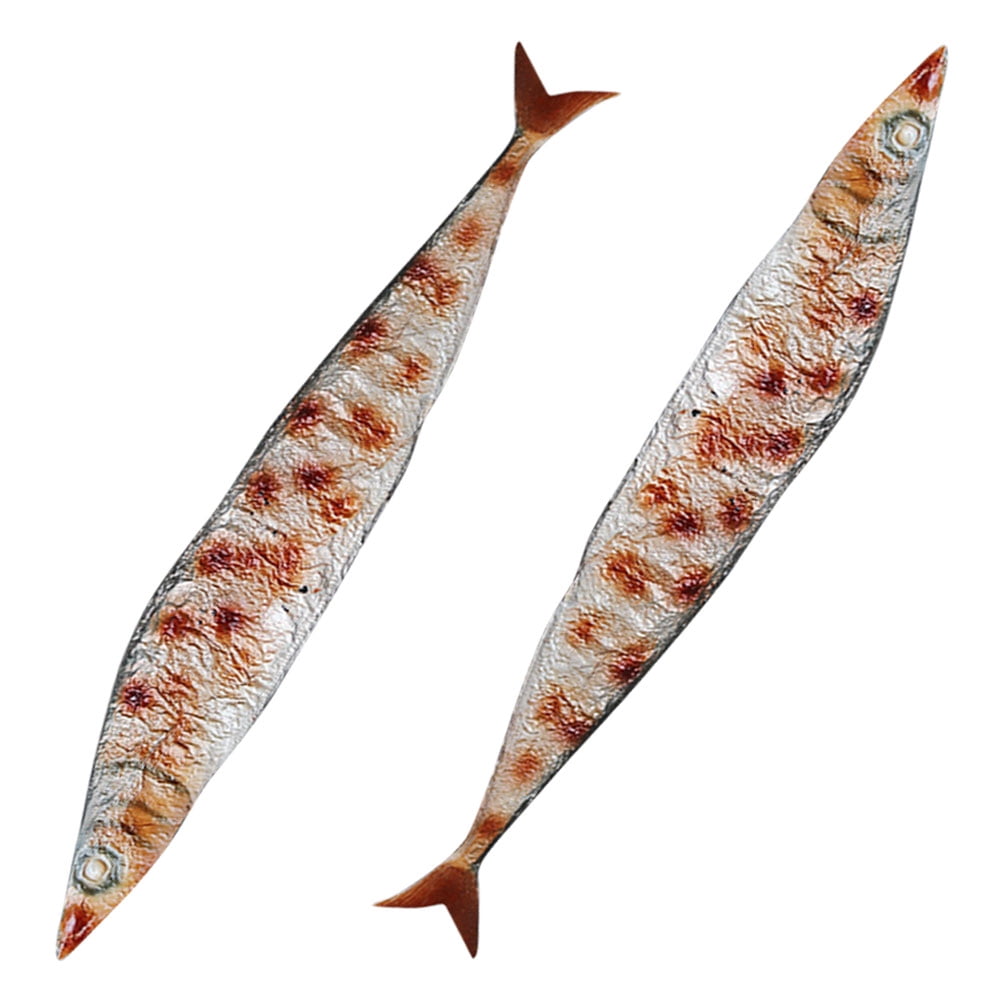 HAMPPLIES Fake Food for Play Kitchen Artificial Roast Fish PVC 2Pcs ...