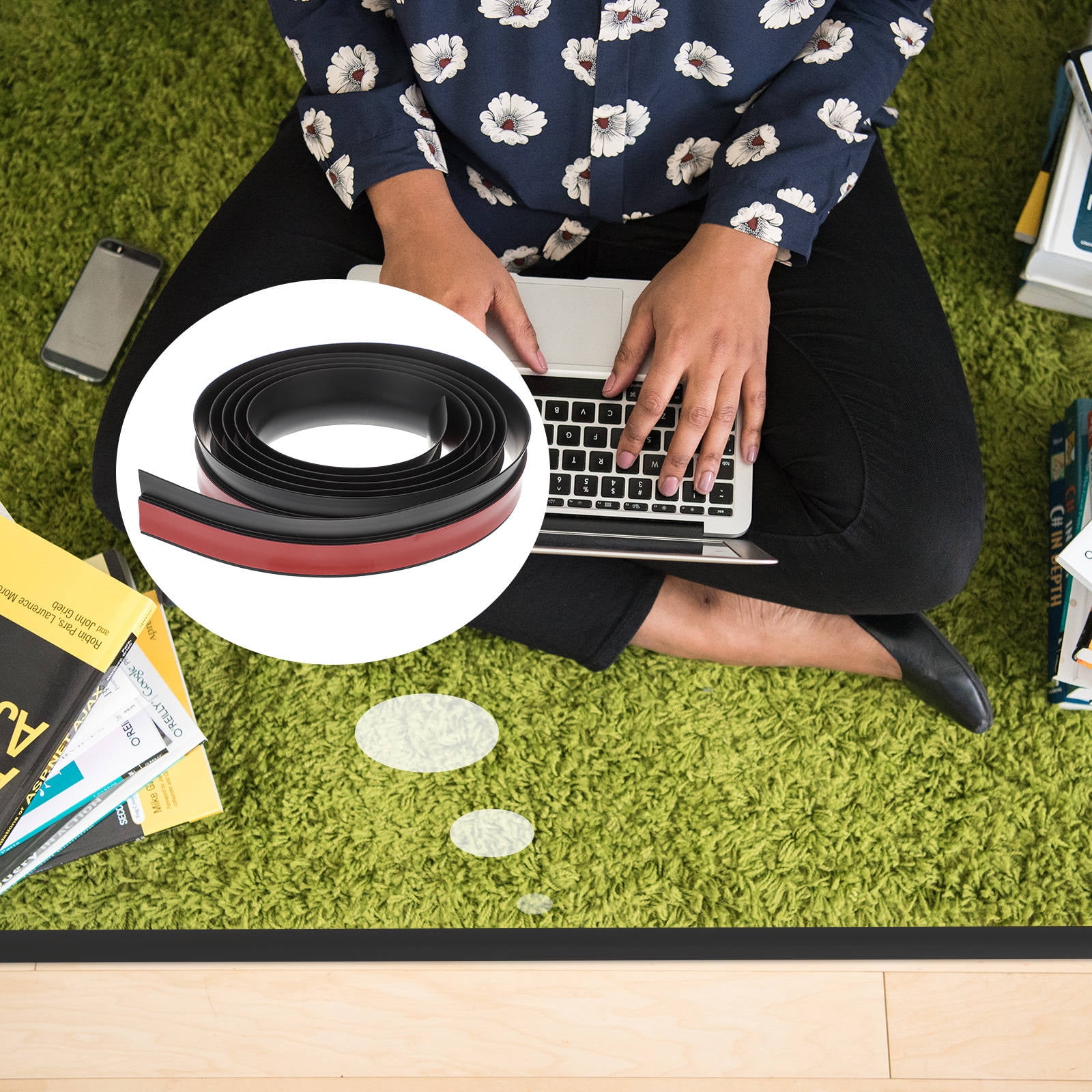 HAMPPLIES Floor-Transition Strip 1Pack in Black PVC for Home Use 200X3 ...