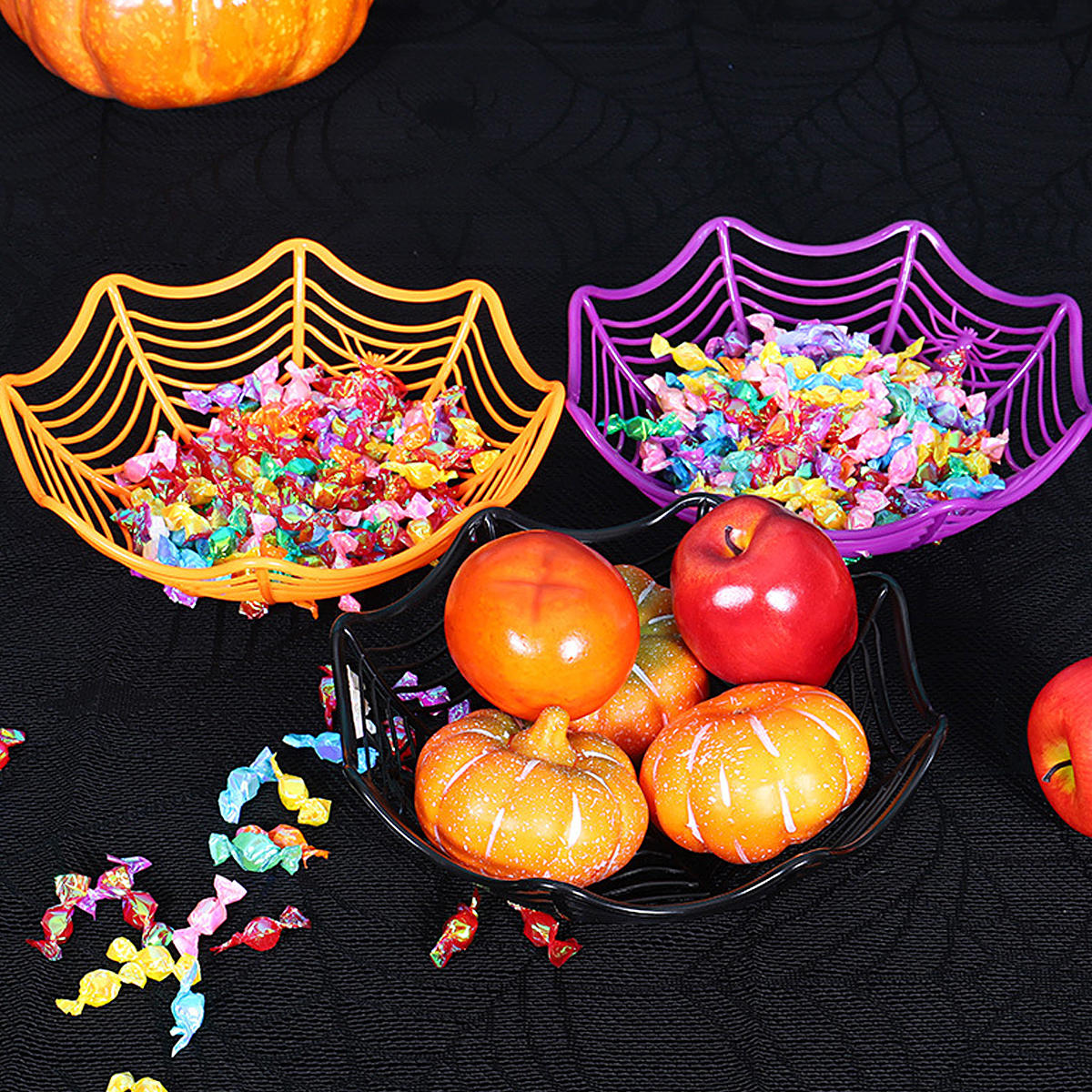 HAMPPLIES Fruit Basket 10Pcs Theme Spider Shape Assorted Color Plastic ...