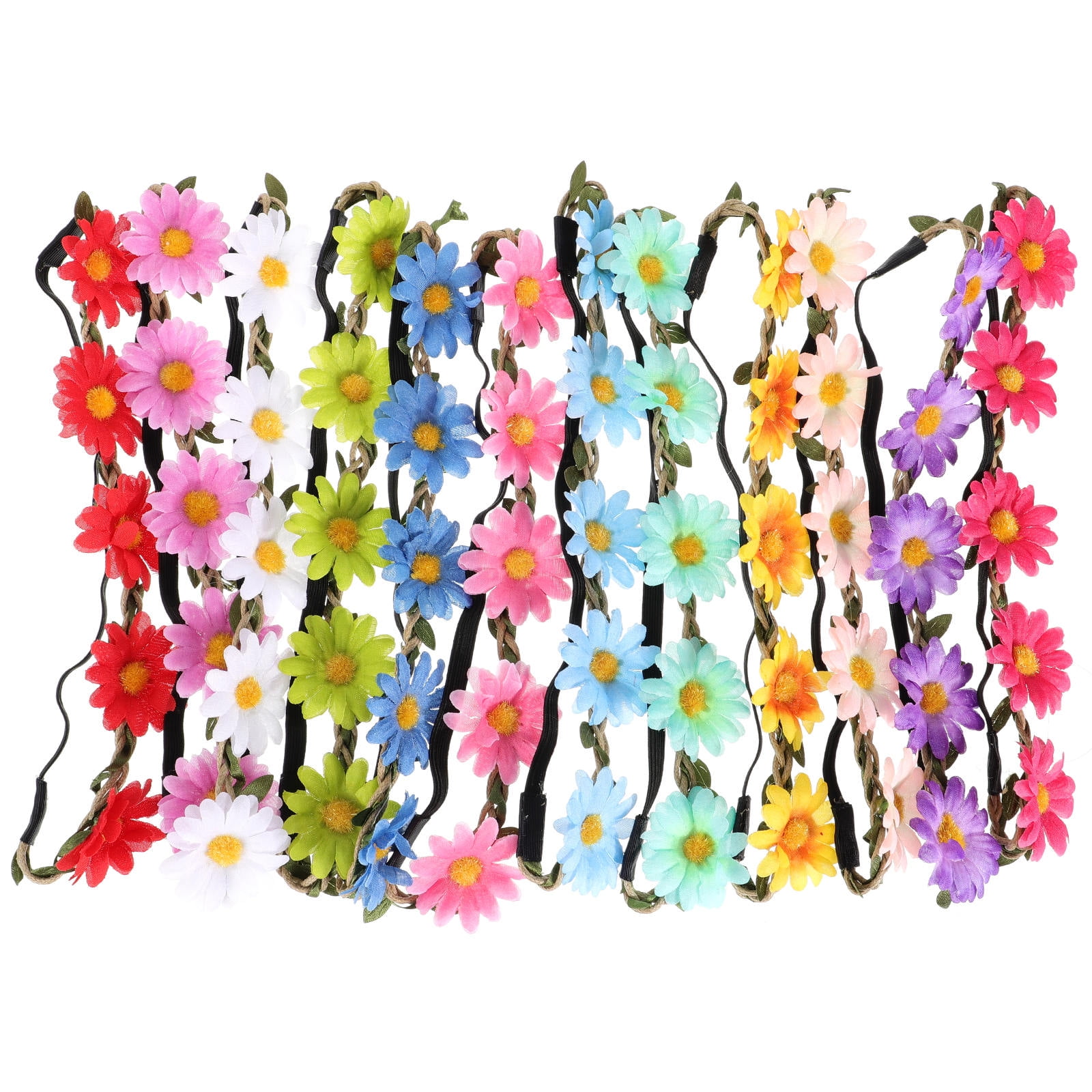 HAMPPLIES Girls Women 12Set Circular Daisy Flower Headpiece for Going ...