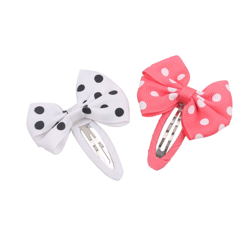 HAMPPLIES Hair Bows Clips 17Pcs Pack Mini Barrettes Round Dot Pattern ...