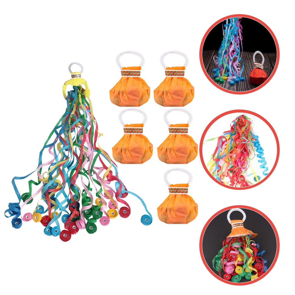 HAMPPLIES Hand Throw Streamers No Mess Party Ribbon Streamer Bulk 6Pcs ...