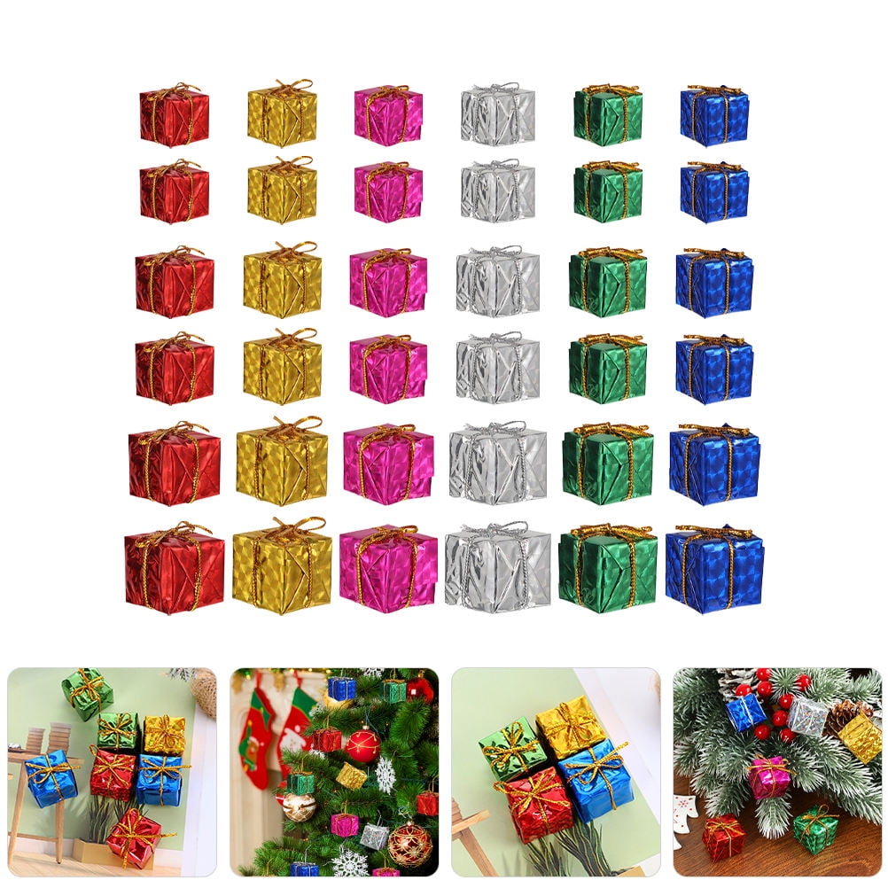 HAMPPLIES Hanging Ornaments Set 36Pcs Assorted Color present Box Shape ...
