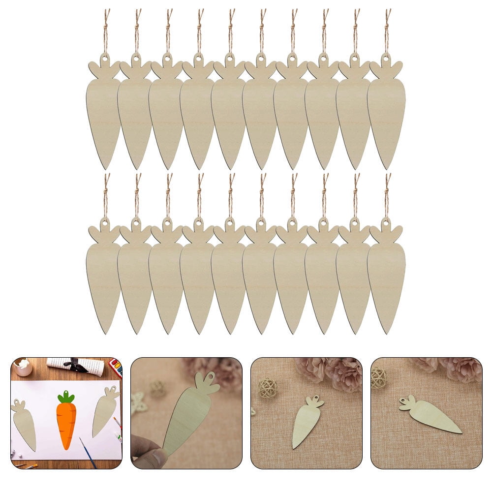 HAMPPLIES Hanging Wood Cutouts 20Pcs Carrot Shaped for Decoration ...