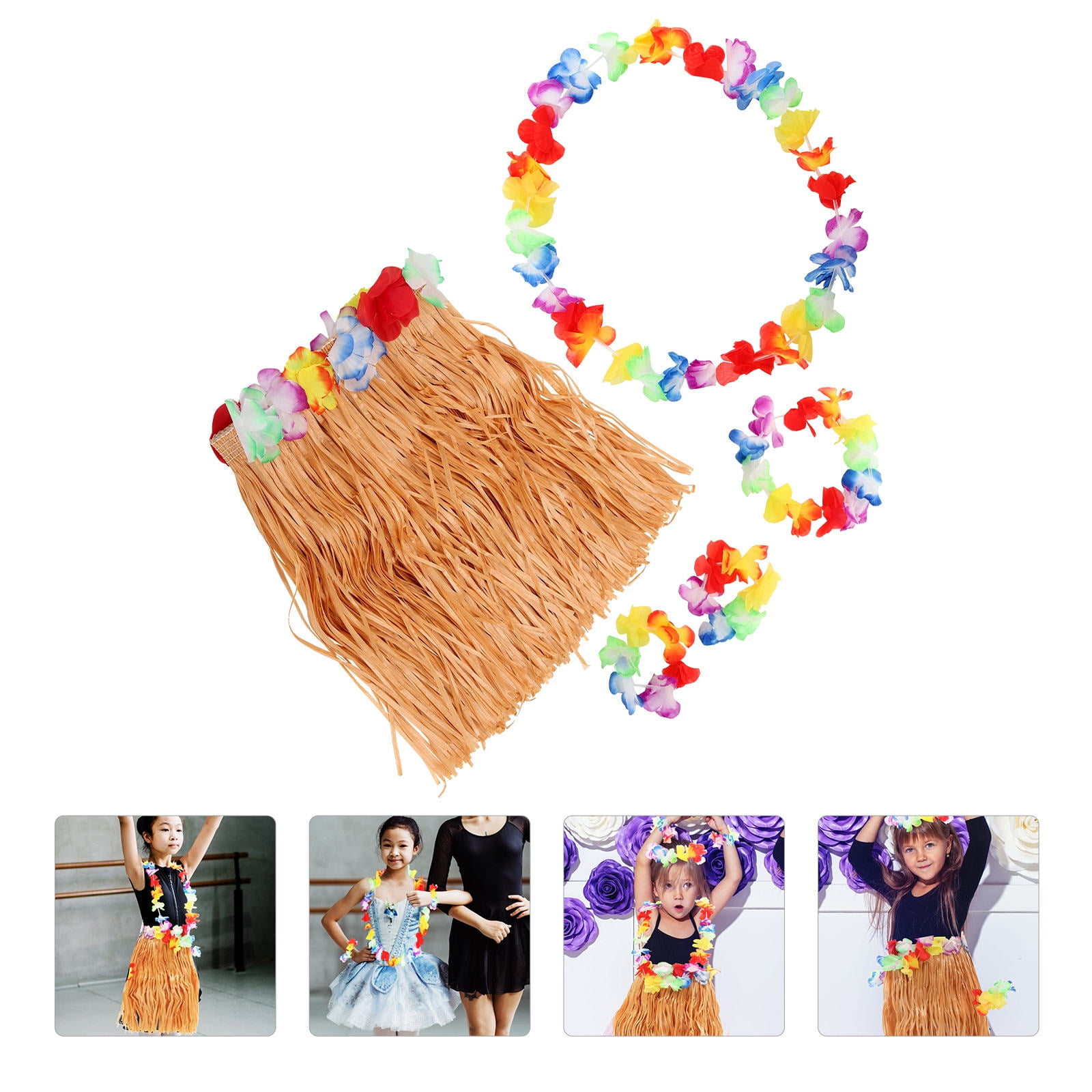 HAMPPLIES Hawaiian Accessories For Luau Party Grass Skirt Clothing 1 ...