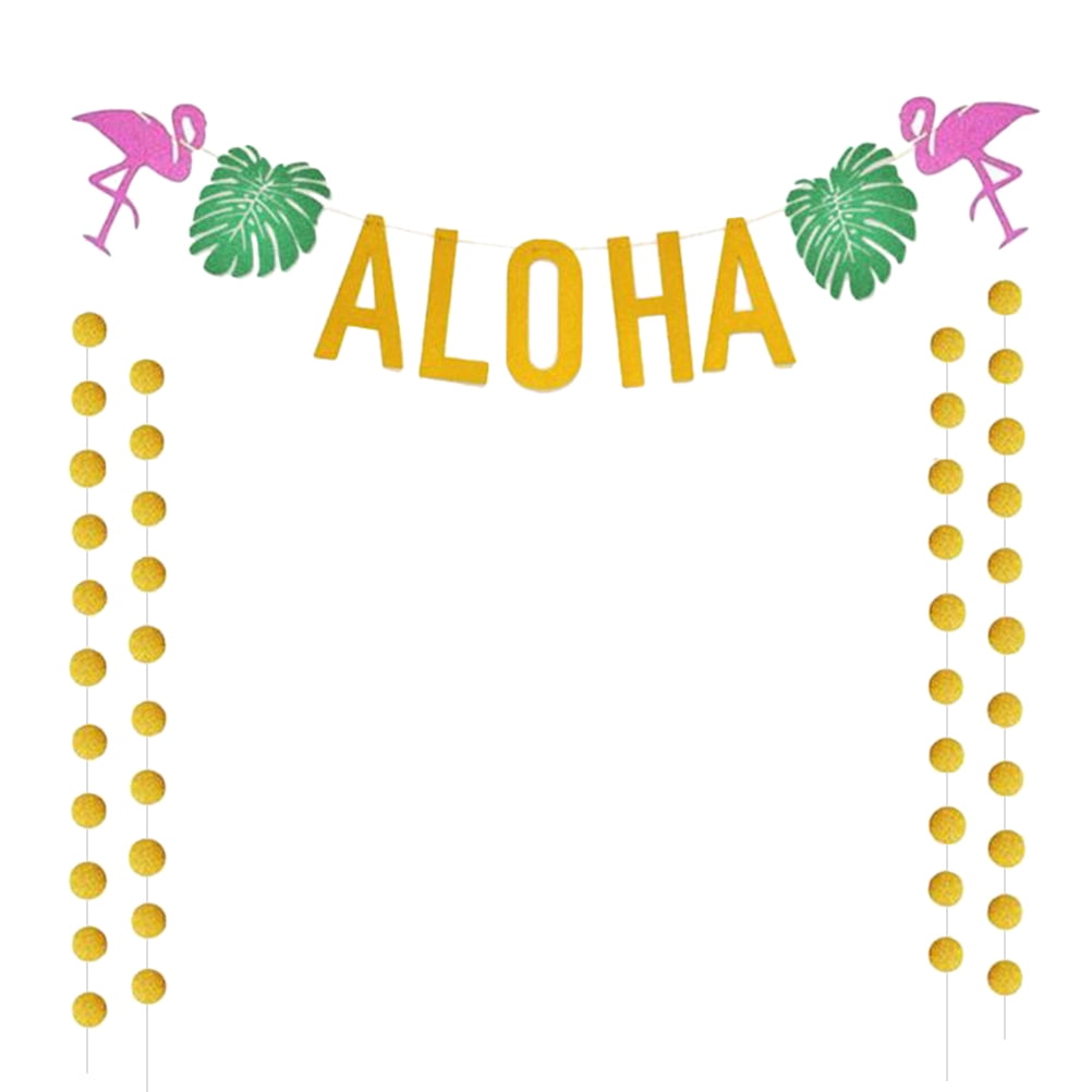 HAMPPLIES Luau Party Supplies Aloha Flamingo Monstera Banner 1 Set ...