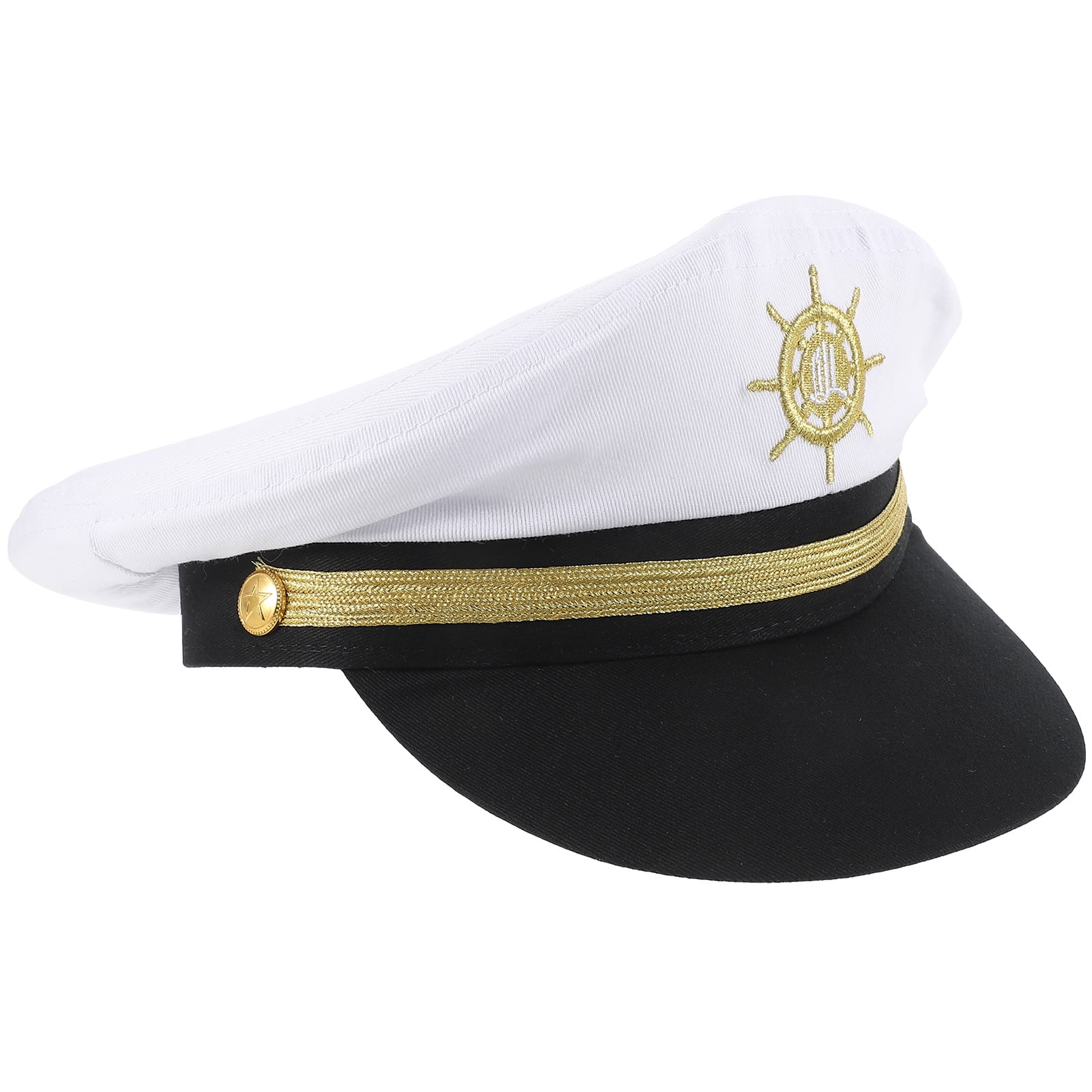 HAMPPLIES Nautical Party Hats Embroidered Sailor Hats White Cotton for ...
