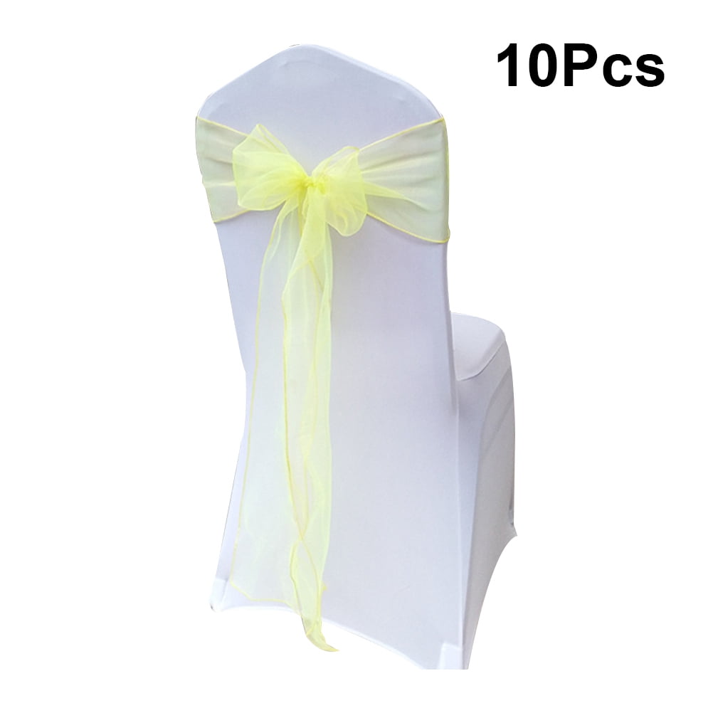 HAMPPLIES No-tie Bow 10Pcs Bright Yellow Polyester Ribbon for Banquet ...