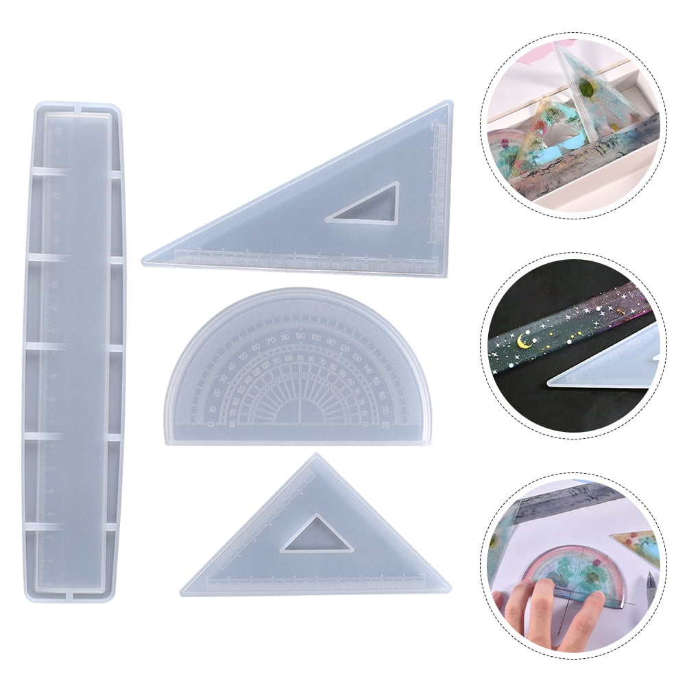 HAMPPLIES Oilproof Silicone Ruler Mold 1 Set 4Pcs Epoxy Resin Molds for ...