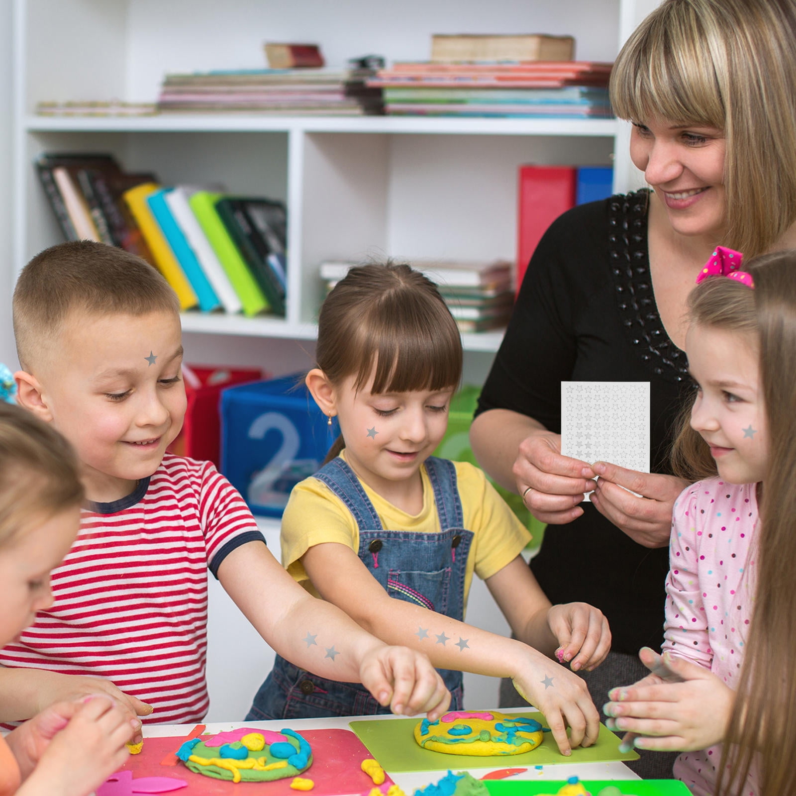 HAMPPLIES Pentagram Stickers 10 Sheets Silver for Childrens ...