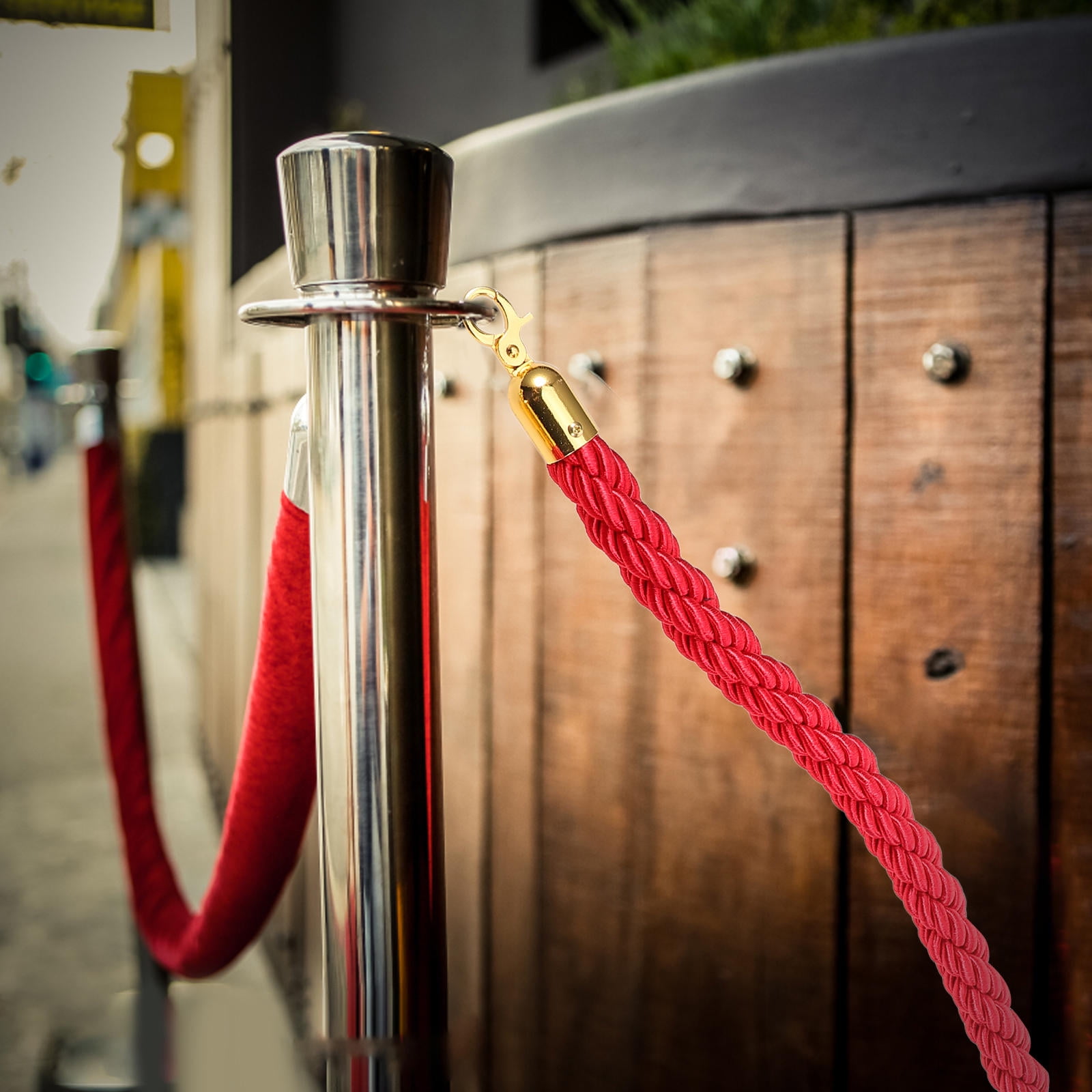 HAMPPLIES Queue Rope Barrier with Red Twisted Cord 1Pack Metal Material ...