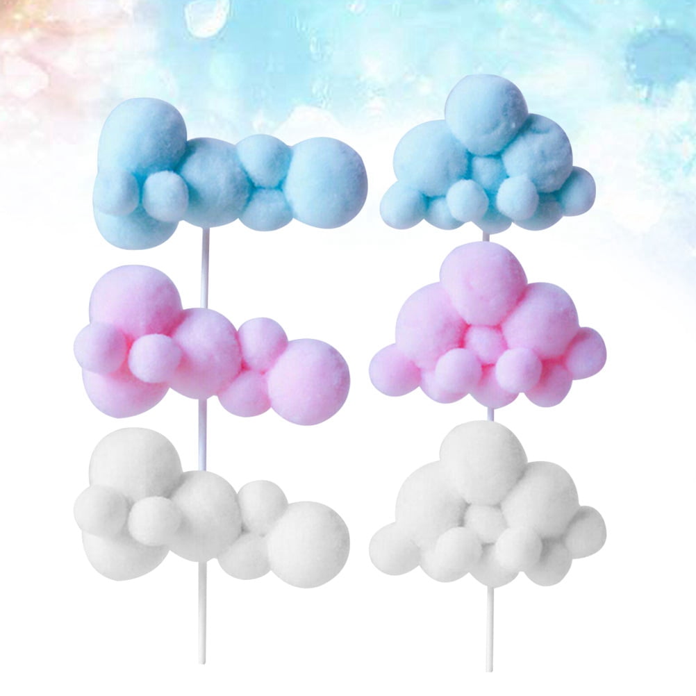 HAMPPLIES Round Ball Cloud Yarn Topper 6Pcs for Cake Decoration and ...