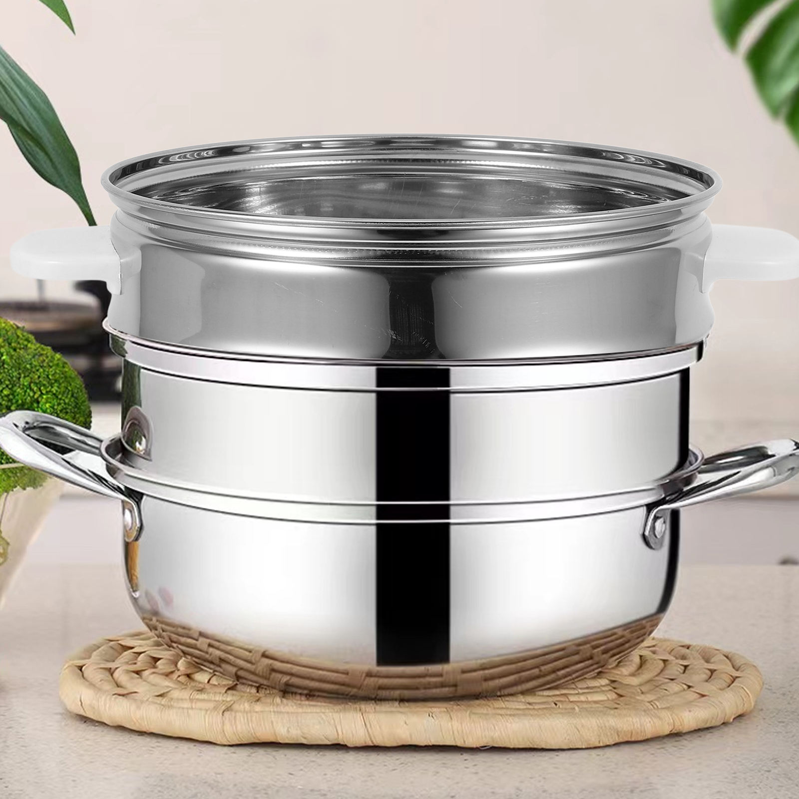 HAMPPLIES Seafood Steamer 1Pcs for Home Use and Restaurant Use Silver ...