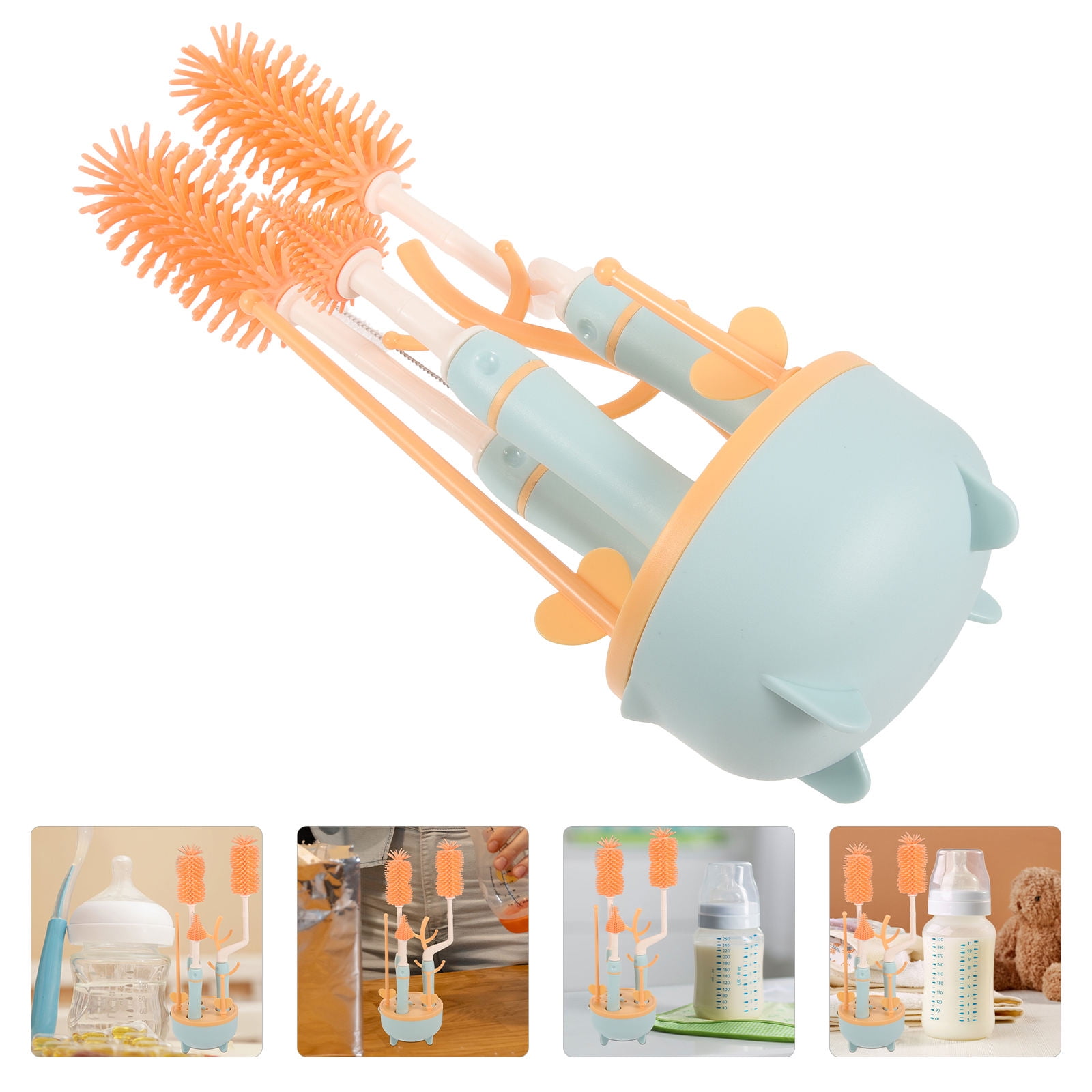 HAMPPLIES Silicone Bottle Brush Set 1 Set 35x4.3in Blue For Infant Milk Bottles And Coffee Cups ...