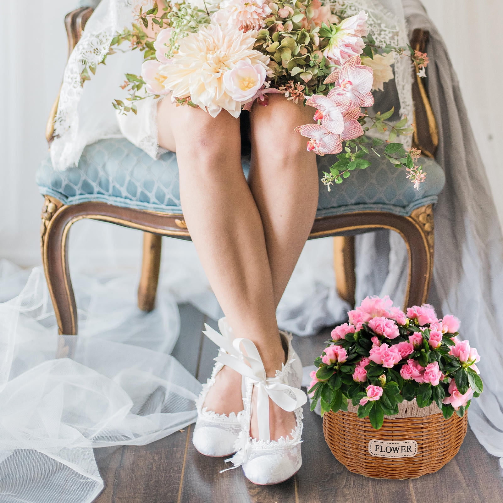 HAMPPLIES Storage Basket Woven Basket Iron Wire Plant Display 1Set ...