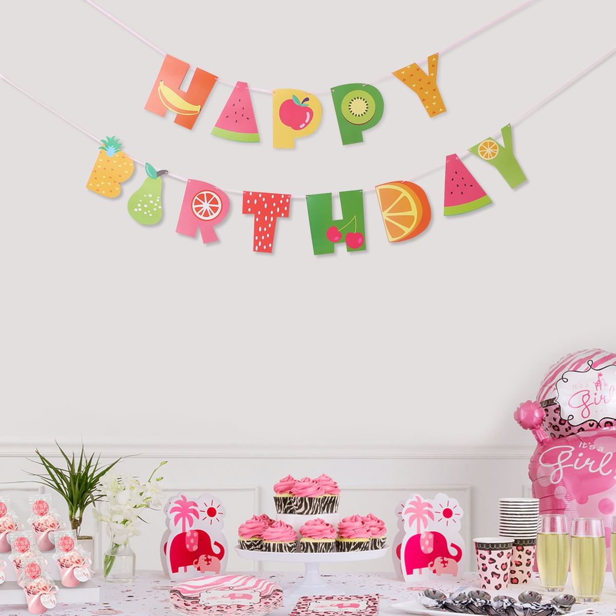 HAMPPLIES Summer Themed Party Decorations Paper Banner Assorted Color ...