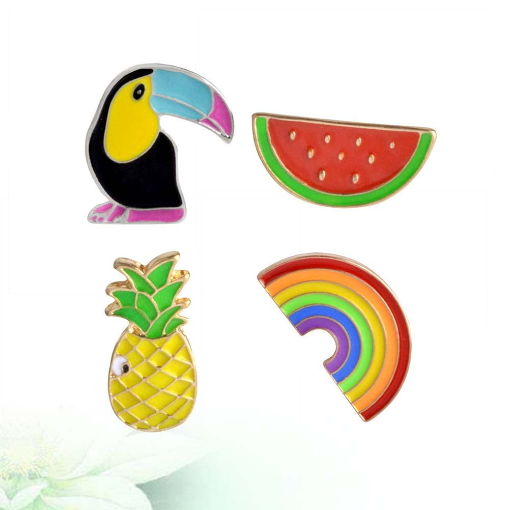 HAMPPLIES Toucan Pin Badge 4Pcs Bird Brooch Cartoon Cute Auspicious ...
