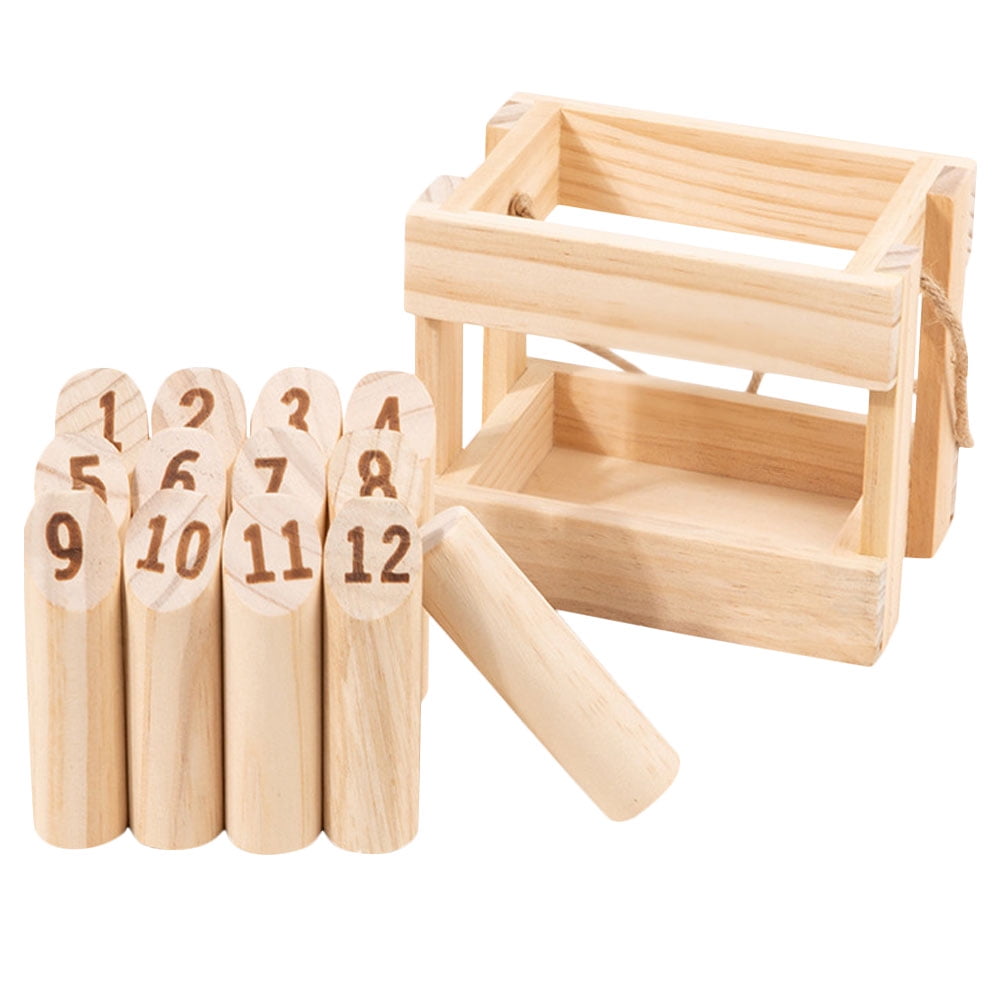 HAMPPLIES Toy 1 Set Wood Round Pillars Interactive Throwing Game for ...