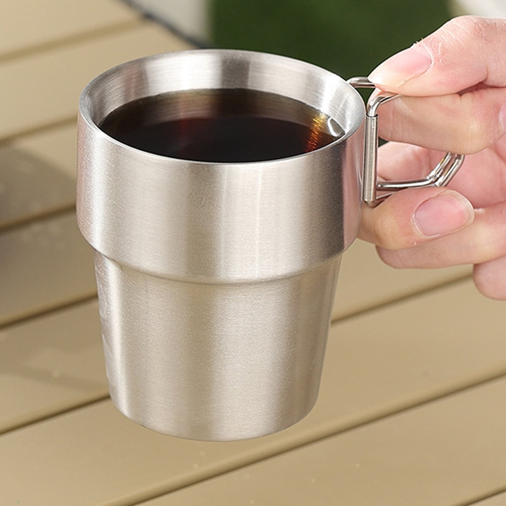 HAMPPLIES Travel Folding Mug 1Pack Silver Stainless Steel Cup with ...