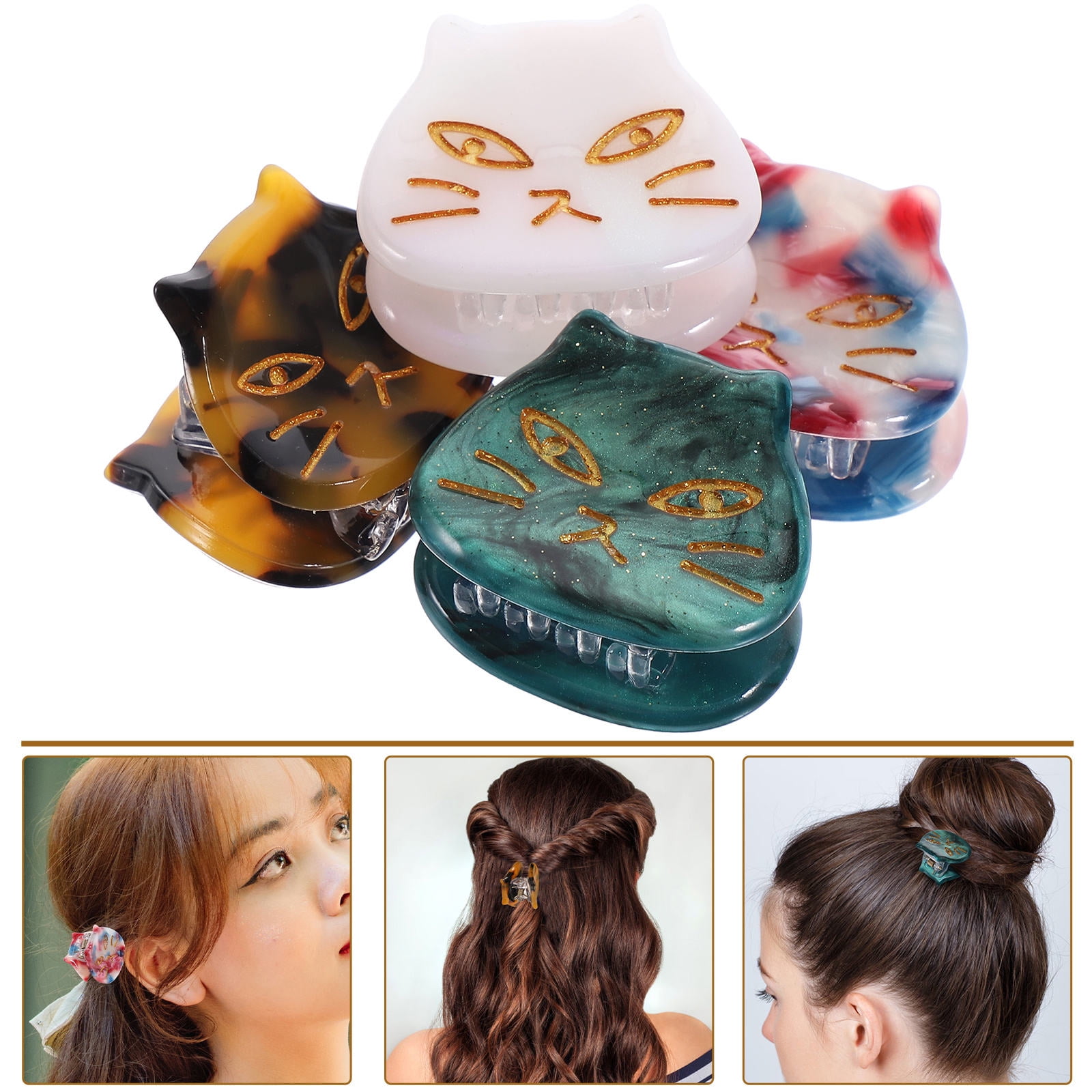 HAMPPLIES Unique Cat Hair Clip 4Pcs Small Size for Girls Hold Hair Cute ...