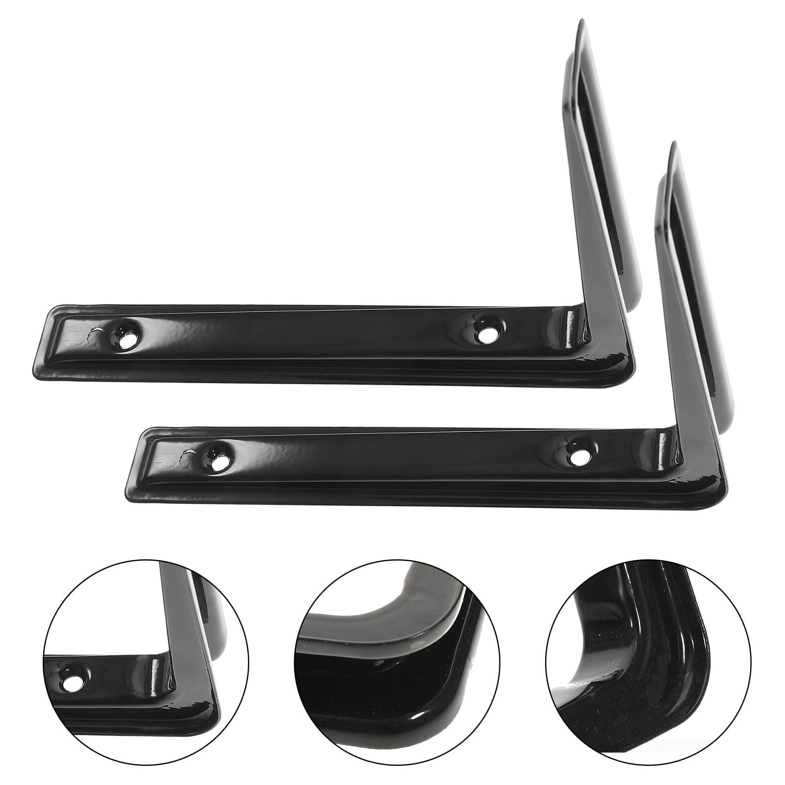 HAMPPLIES Wall Mounted Shelving Brackets 3Pcs Black Iron for Balcony 6 ...