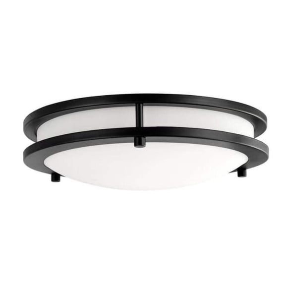 HAMPTON BAY Flaxmere 12 in. Matte Black Dimmable Integrated LED Ceiling ...