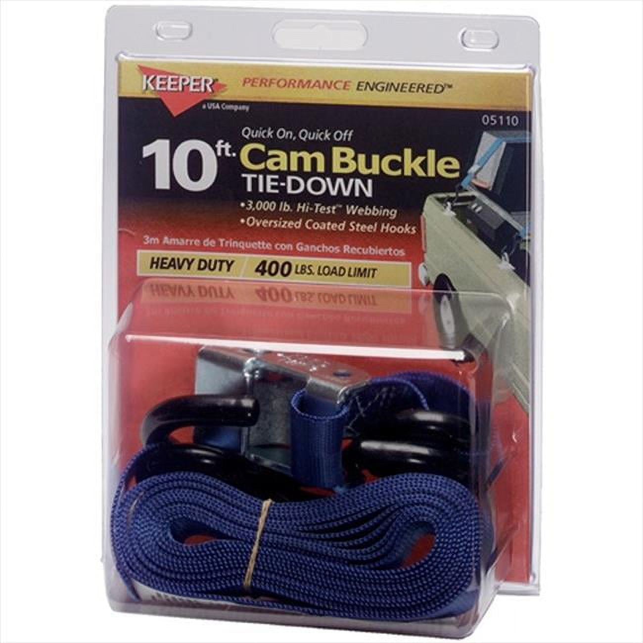 HAMPTON PROD 5110 10 Ft. X 1 inch Cam Buckle Tie-Down With S-Hooks ...