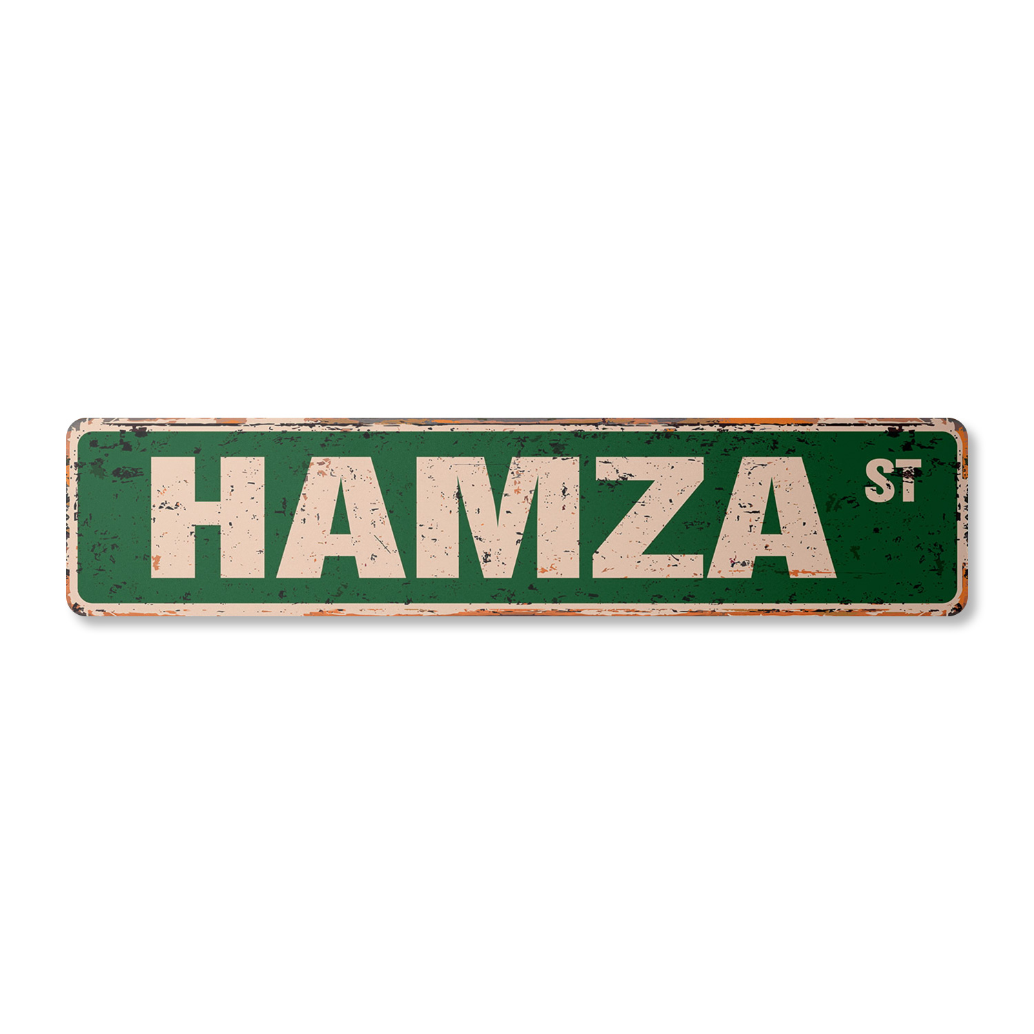 HAMZA Vintage Plastic Street Sign Childrens Name Room Sign | Indoor ...