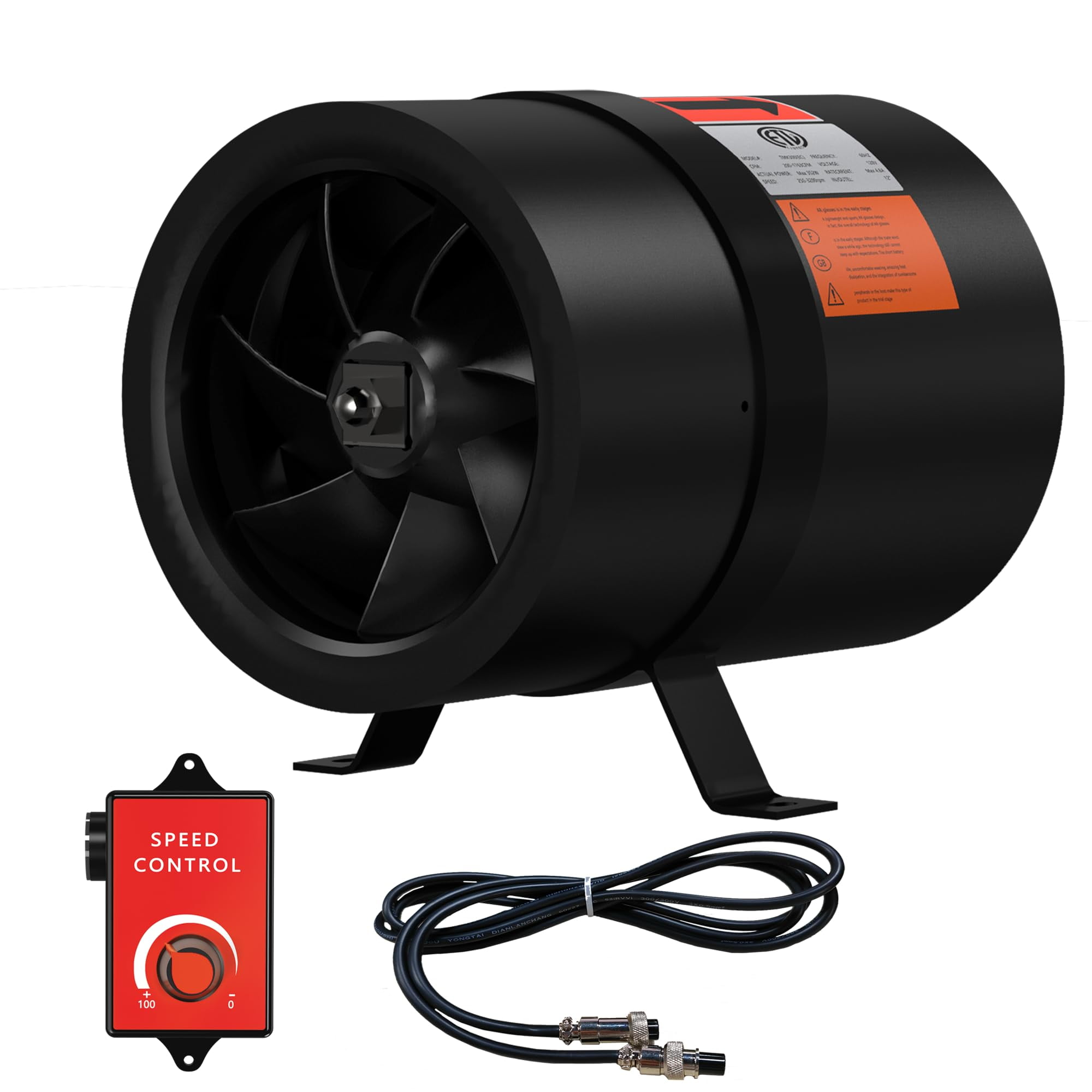 HAN'KITCHEN'LON'S 8-inch inline duct fan with adjustable speed controller – EC motor ventilation ...