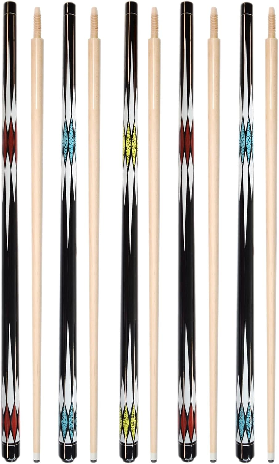HAN'S Set of 5 Pool Cues Billiard House Bar Pool Cue Sticks (DM(5pcs ...
