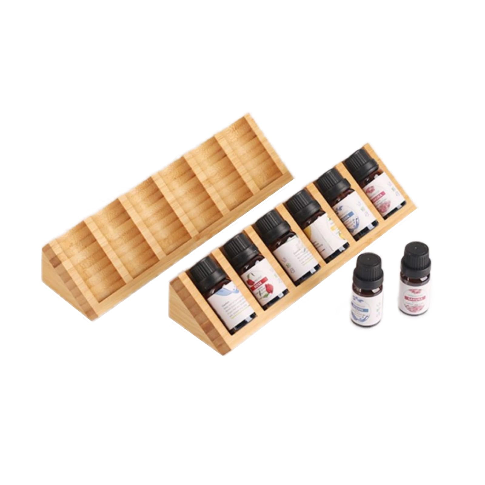 HAN SHENG 2 Pcs 6 Grids Wooden Essential Oils Storage Racks Essential ...
