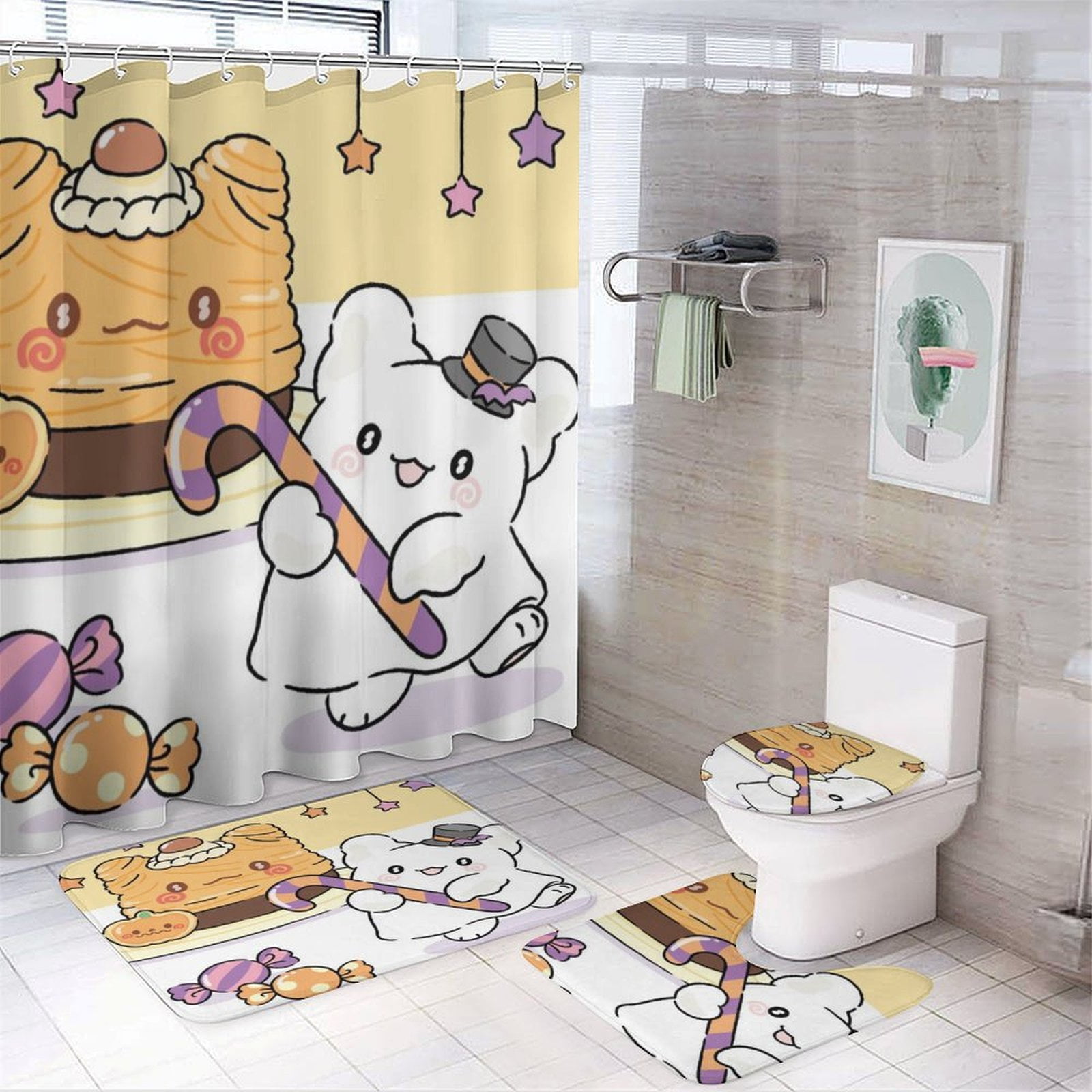 HANAMARUOBAKE Shower Curtain Sets Cartoon Anime for Boys Grils Gift ...