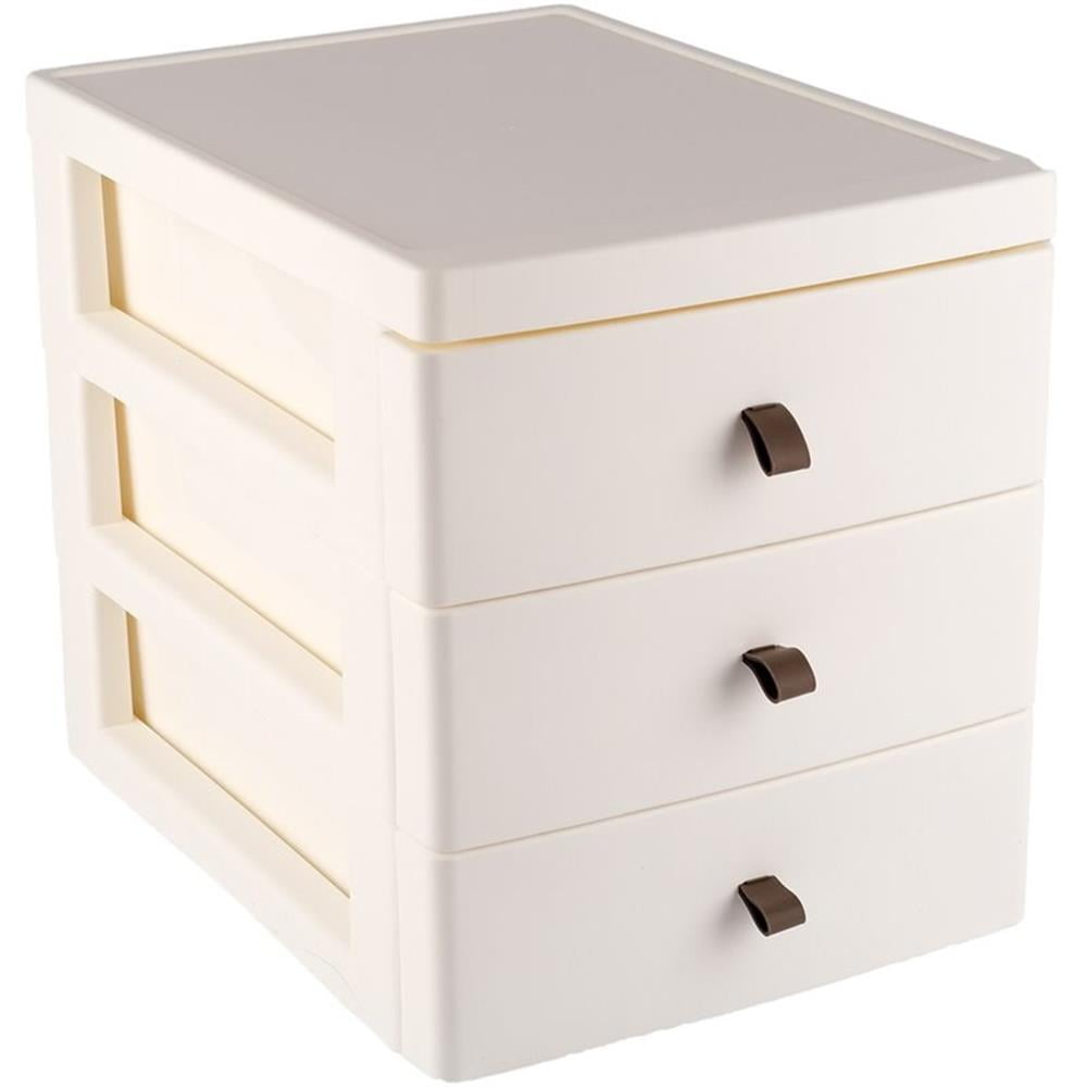 HANAMYA 3-Drawer Storage and Desktop Organizer in Off-White - Walmart.com