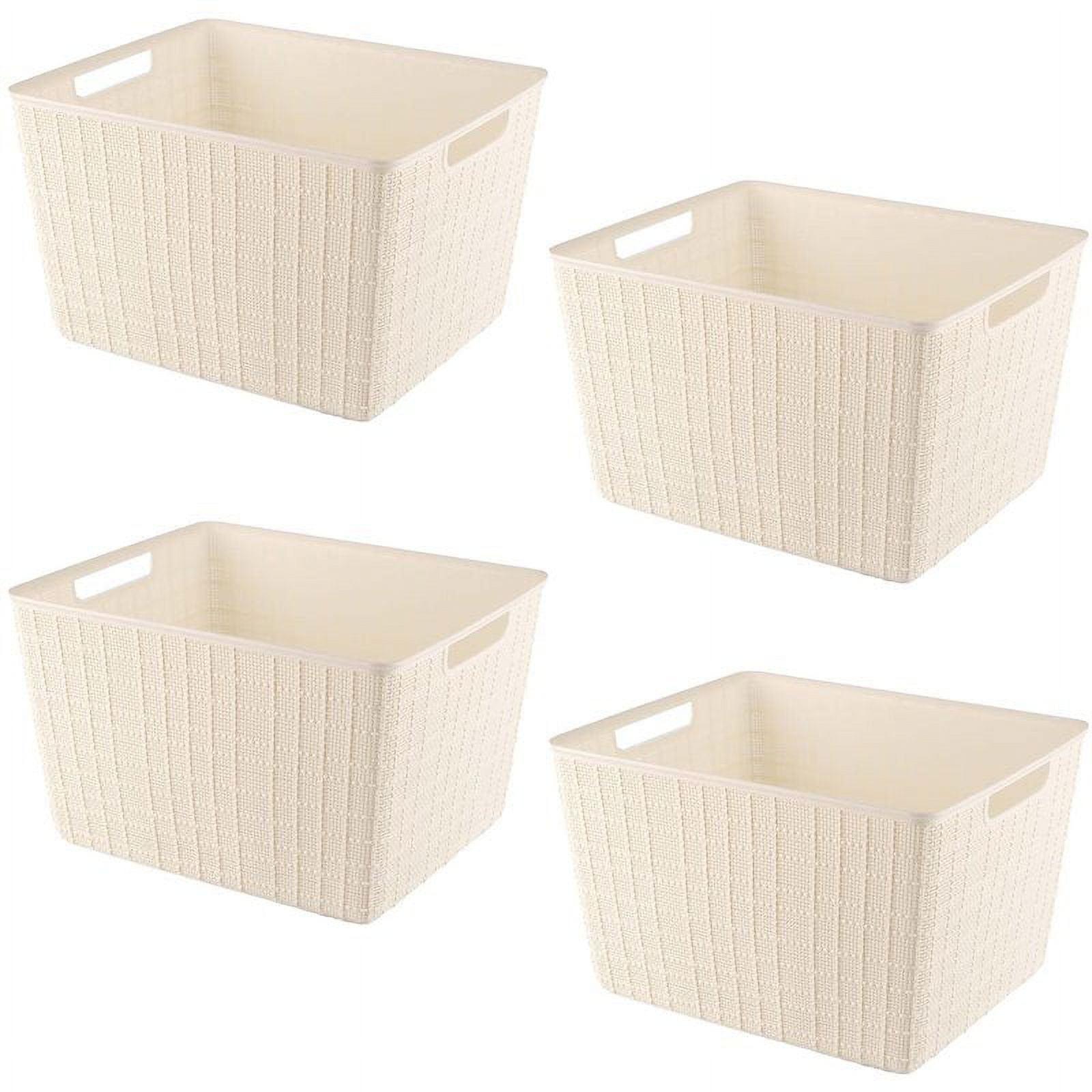 HANAMYA Storage Basket Organizer with Handle 17 Liter in Beige (Set of ...