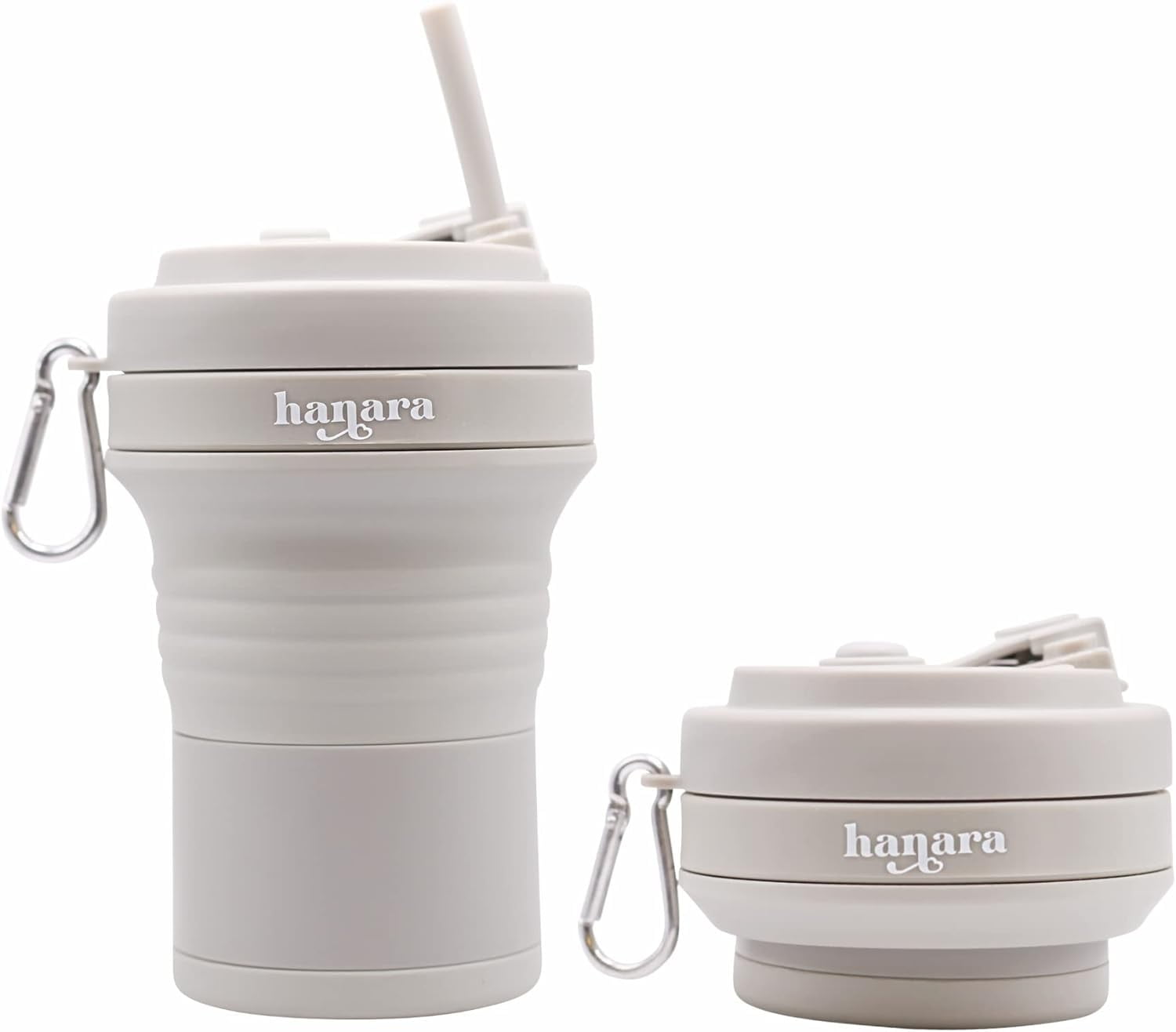 HANARA Collapsible Coffee Cups With Reusable Silicone Straw, 18 Oz ...
