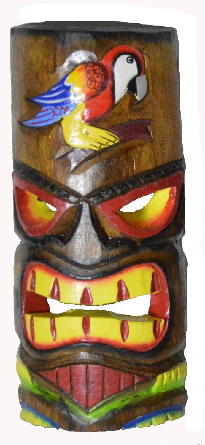 HAND CARVED PARROT POLYNESIAN HAWAIIAN TIKI STYLE MASK 12 IN TALL ...