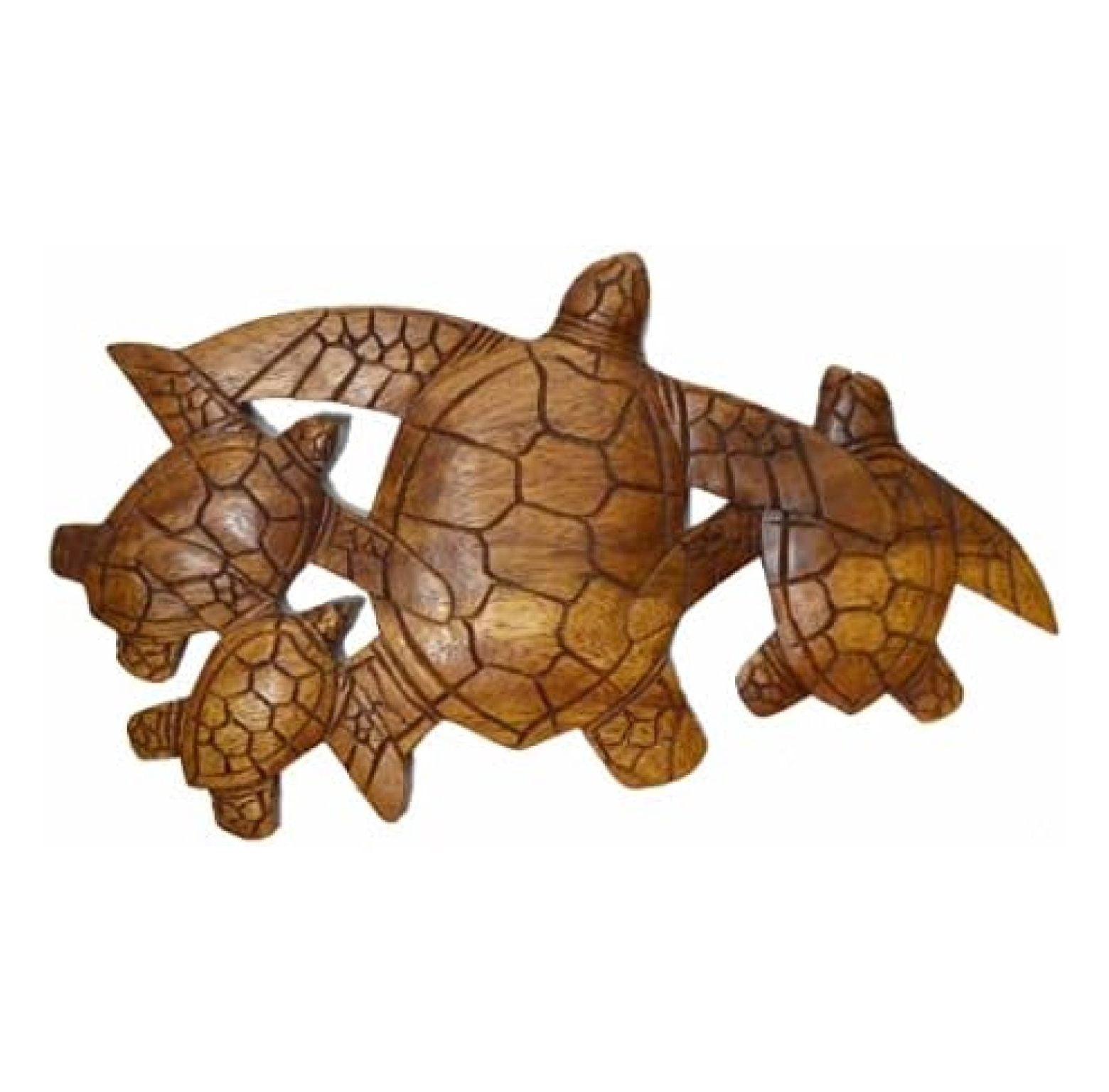 HAND CARVED WOODEN SEA TURTLE FAMILY ART WALL SCULPTURE PLAQUE ...