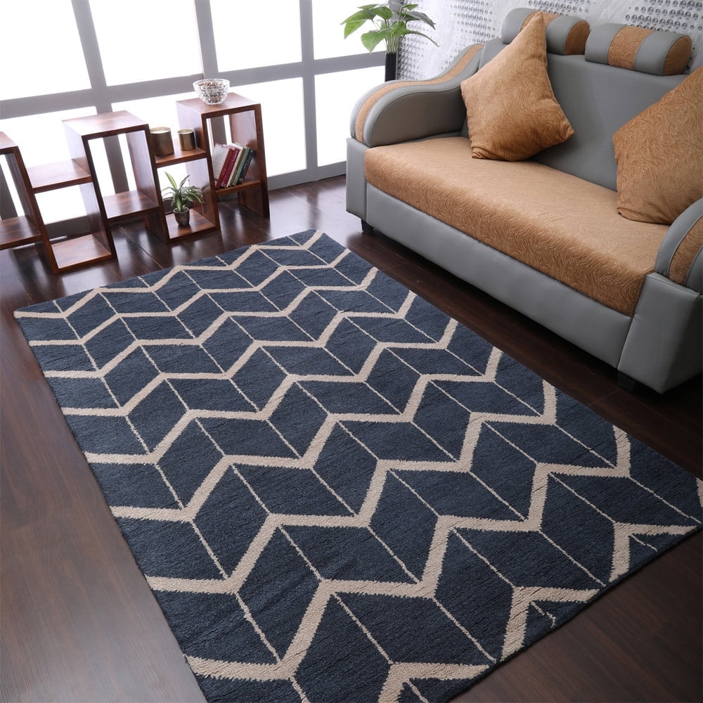 Hand Knotted Wool Geometric Modern Area Rugs - 8'X10', Rectangle Shape ...