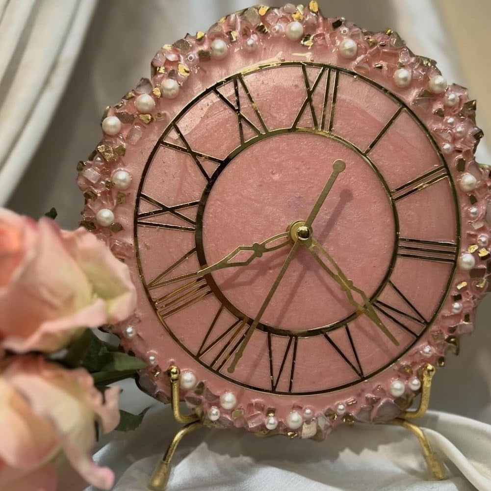 HANDARTED Premium Stylish Resin Luxury Table Clock with Stand Silent ...