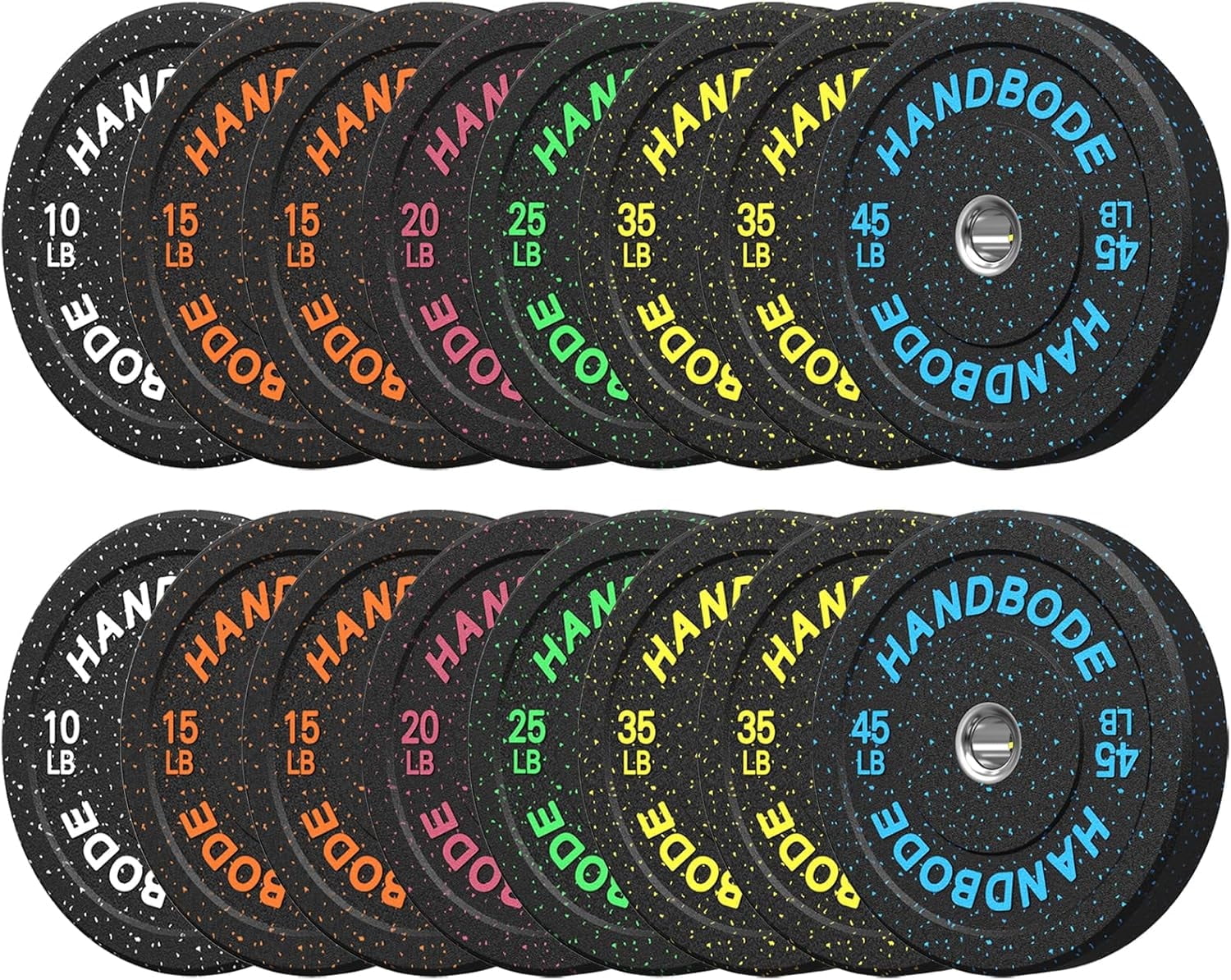 HANDBODE Bumper Plates High-Bounce Olympic Weight Plates, Colored Crumb ...