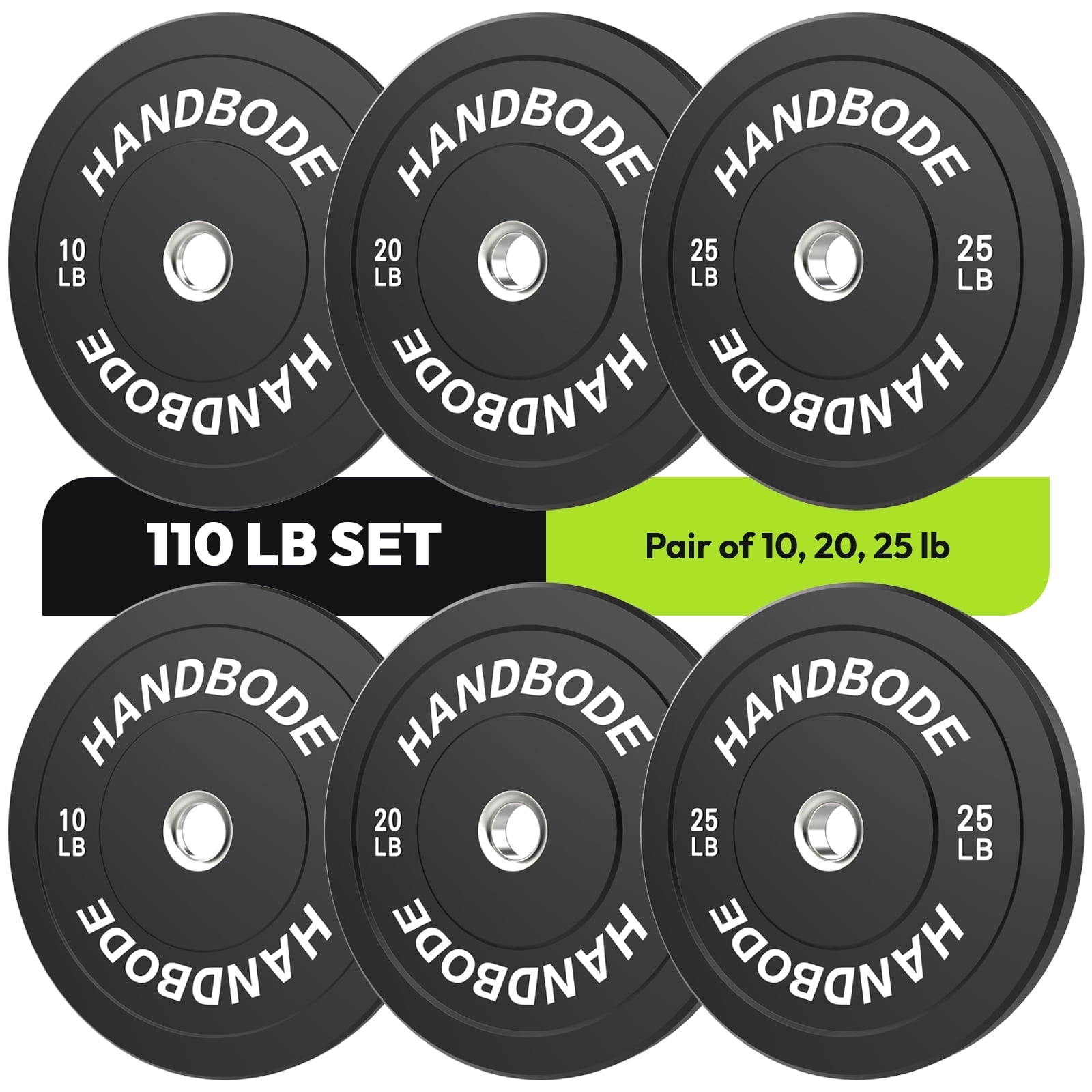 HANDBODE Bumper Plates 110 lb Set, Olympic Weight Plates, Rubber Bumper ...