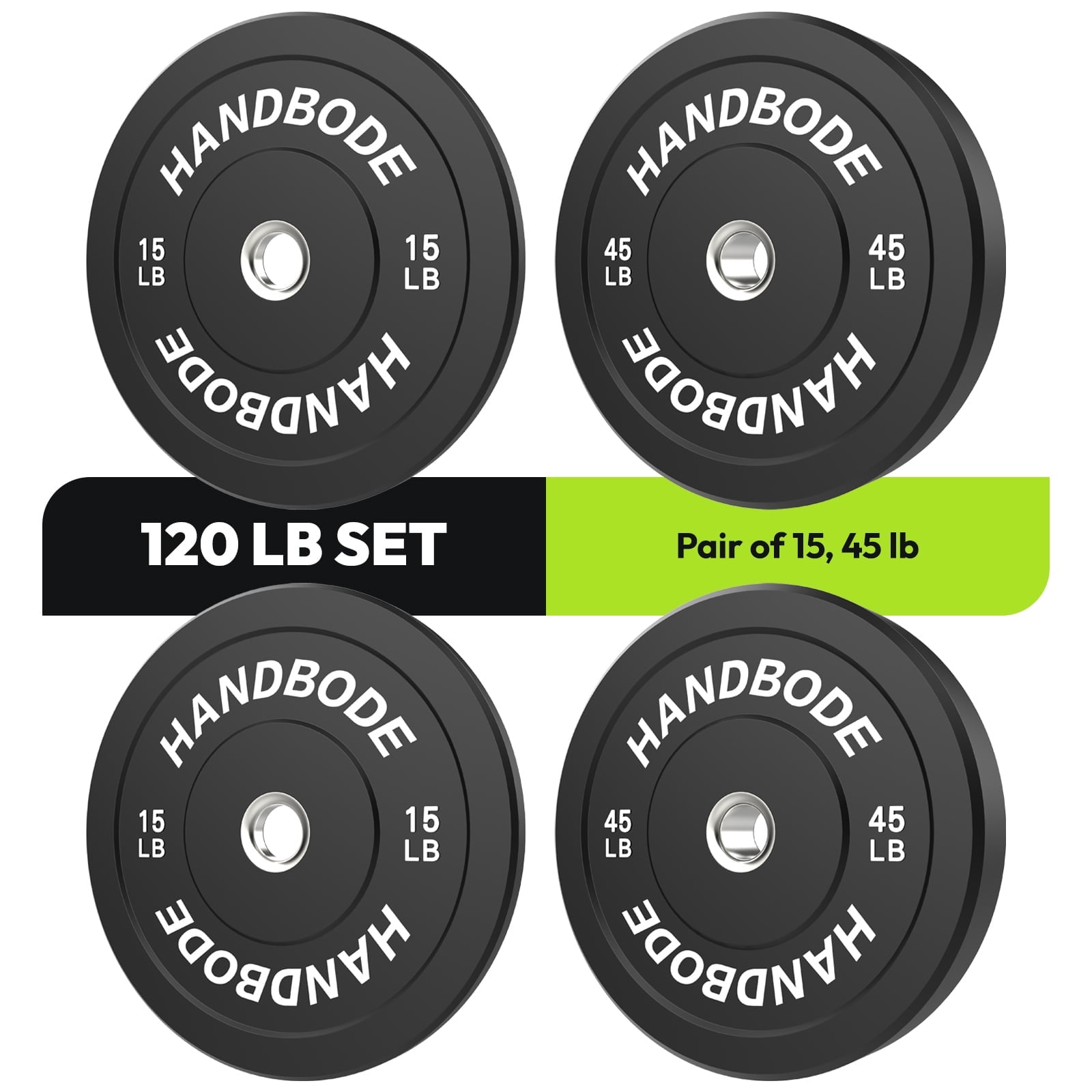 HANDBODE Bumper Plates 120 lb Set, Olympic Weight Plates, Rubber Bumper ...