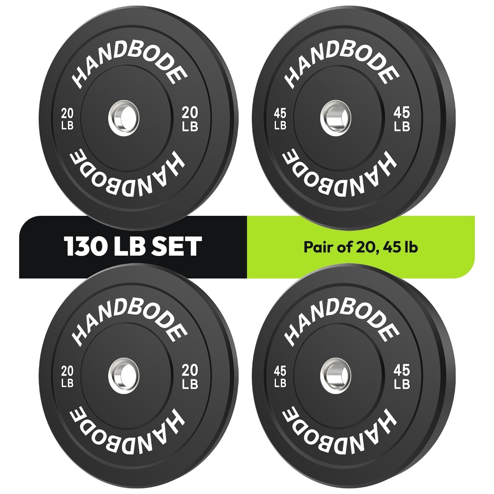 HANDBODE Bumper Plates 130 lb Set, Olympic Weight Plates, Rubber Bumper ...