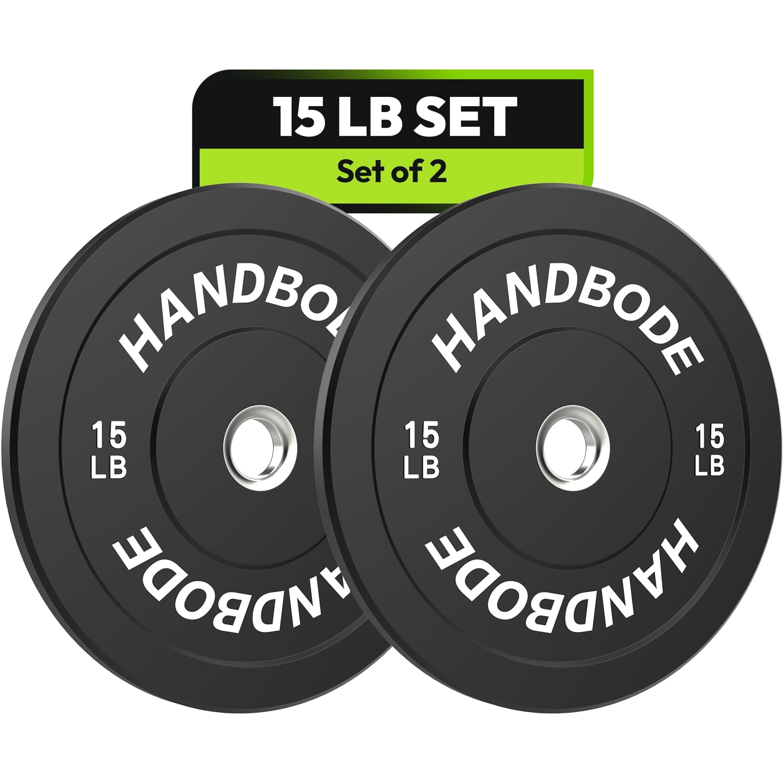 HANDBODE Bumper Plates, 15 lb Olympic Weight Plates Set of 2, Rubber ...